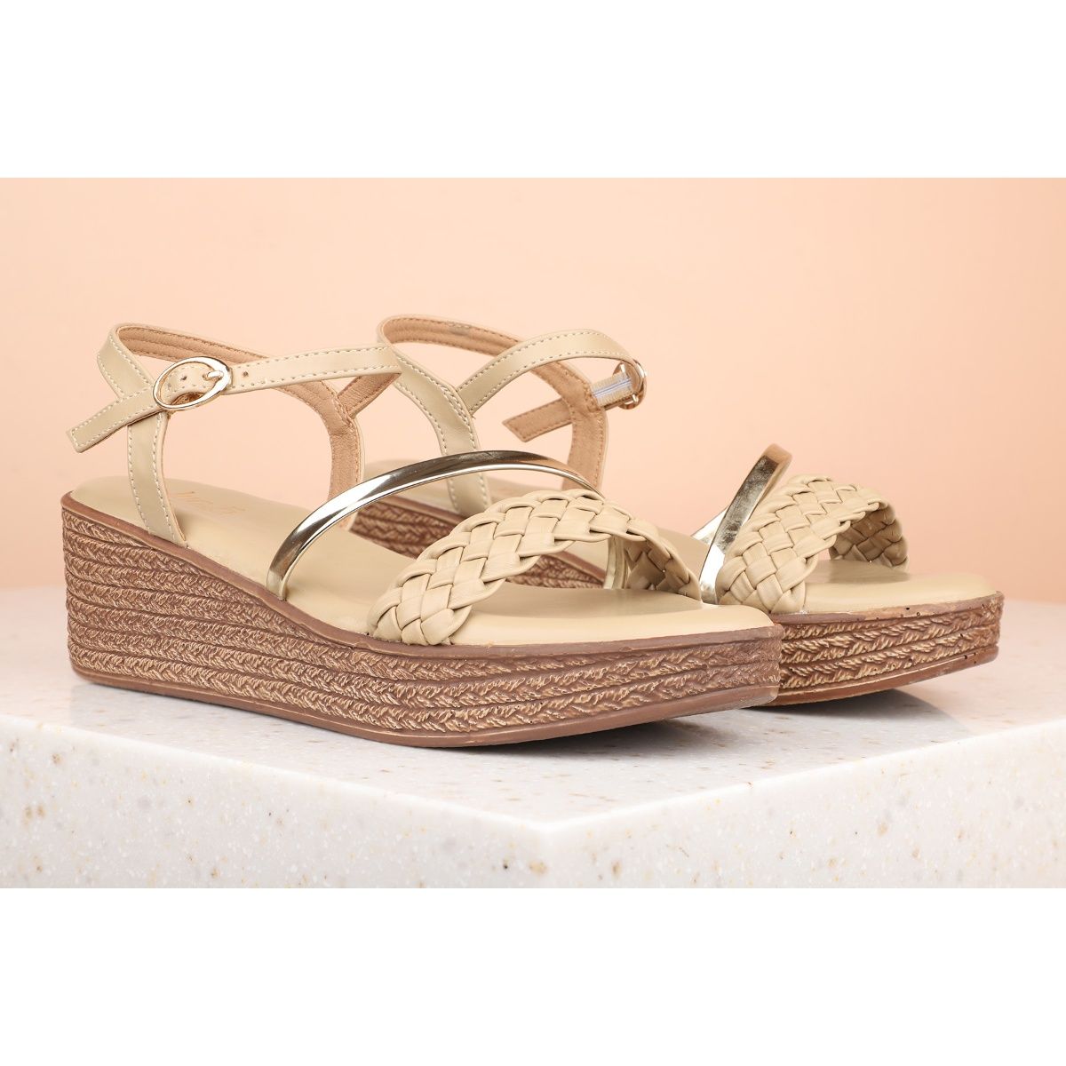 Inc.5 Braided Beige Wedges: Buy Inc.5 Braided Beige Wedges Online at ...