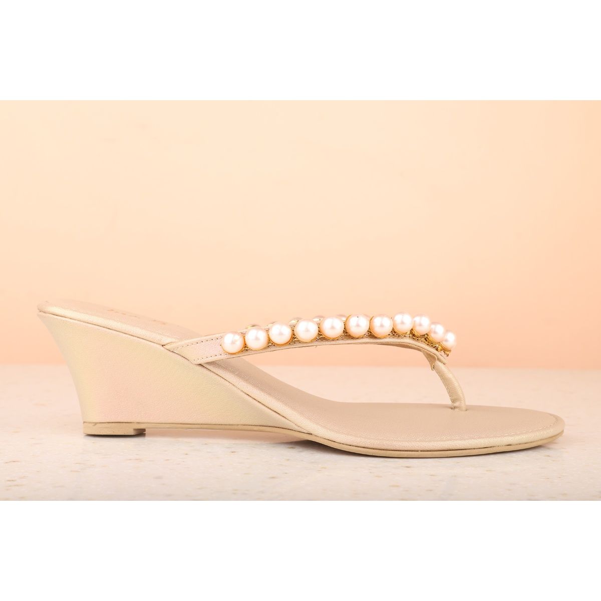 Buy Inc.5 Embellished Sequined Beige Wedges Sandals Online