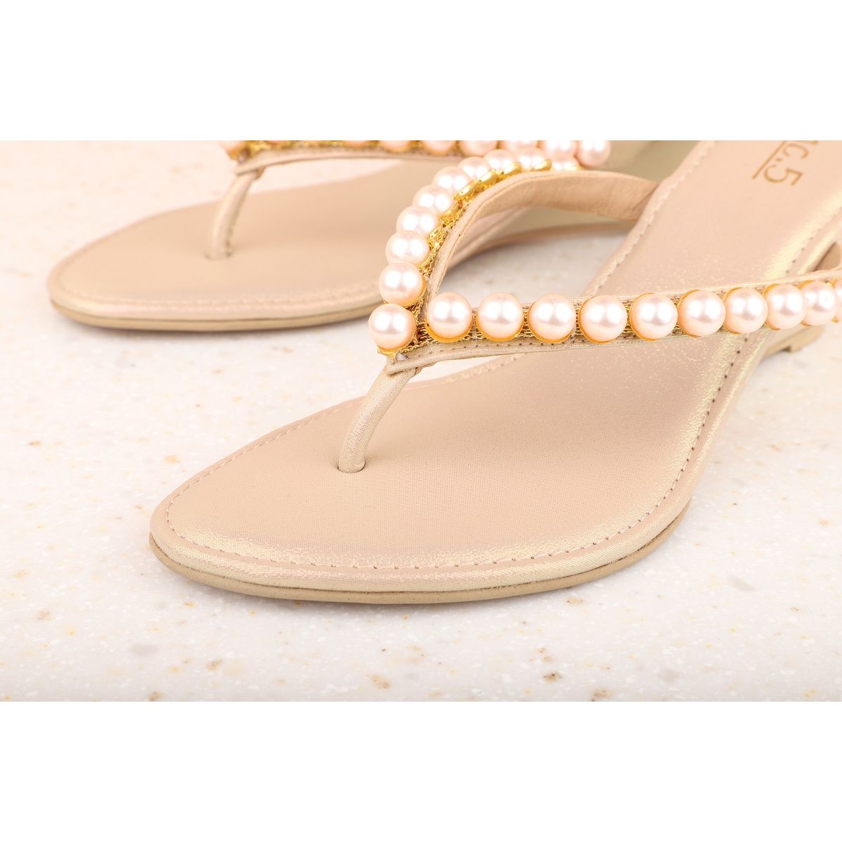 Buy Inc.5 Embellished Sequined Beige Wedges Sandals Online