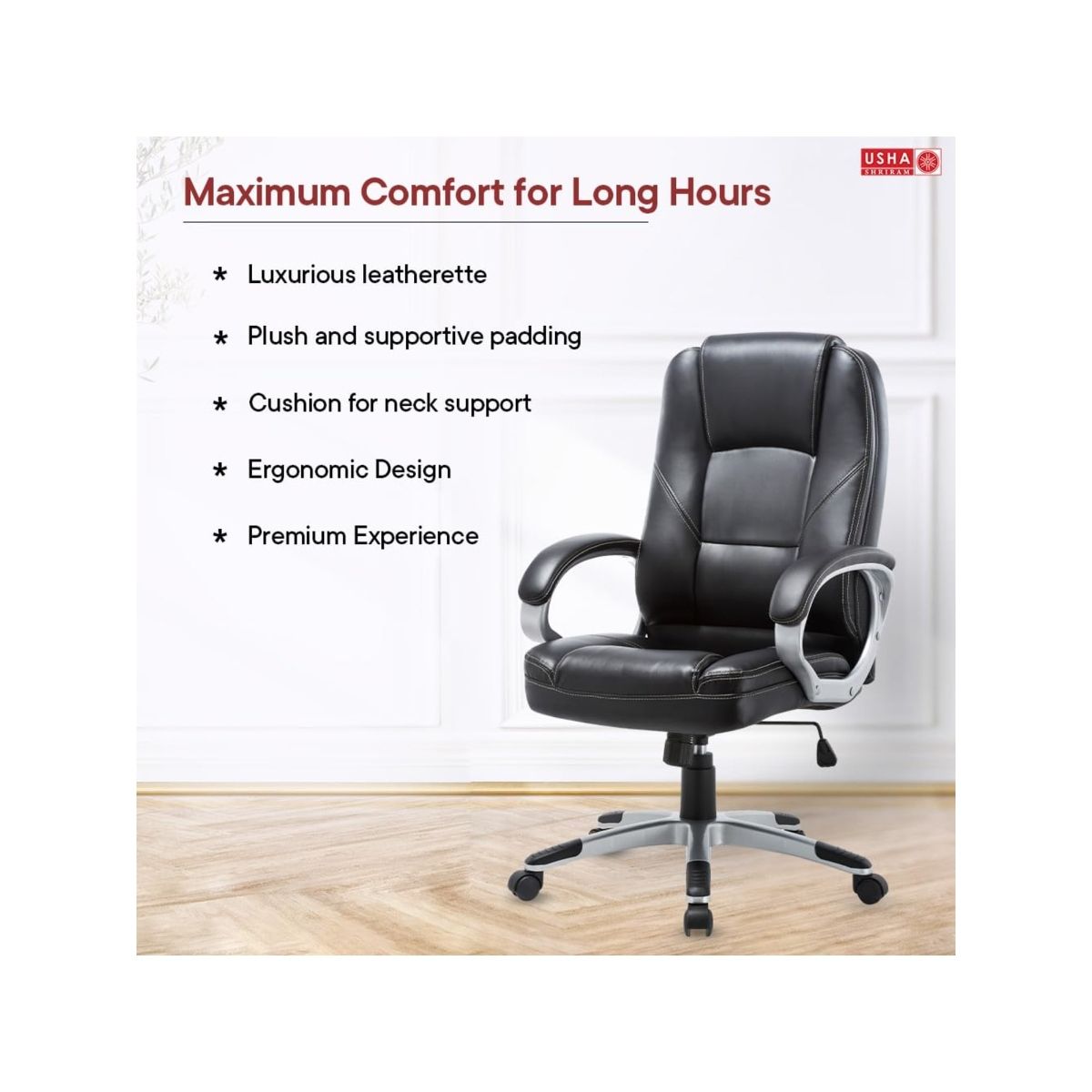 Buy USHA SHRIRAM Black Office Chair Online