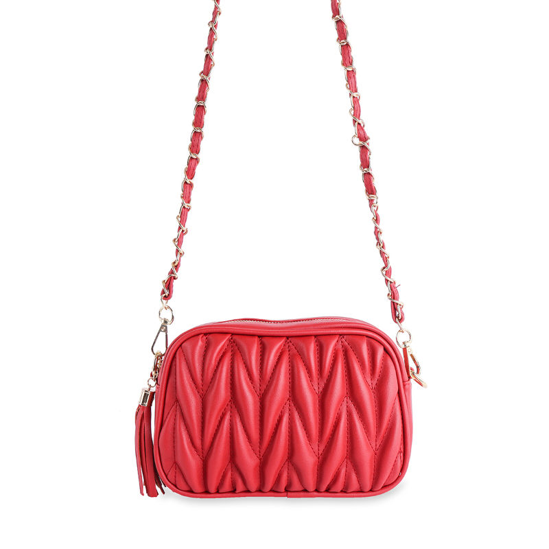 NUFA Quilted Crossbody Red camera Bag: Buy NUFA Quilted Crossbody Red ...