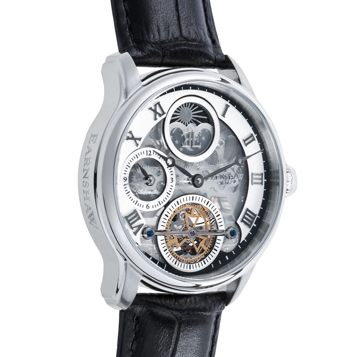 Buy Earnshaw Longitude Shadow Automatic Skeleton MoonPhase White Round ...