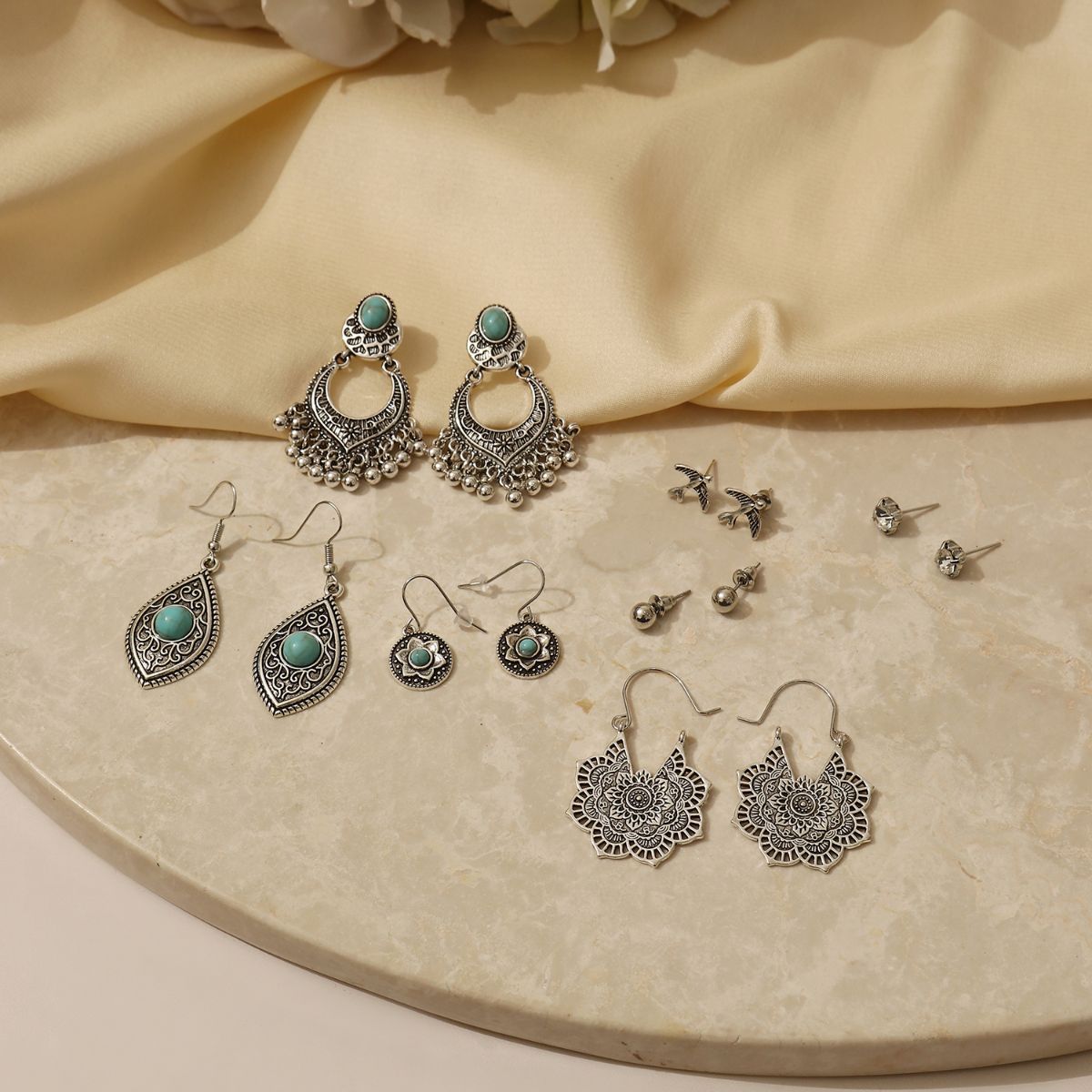 Pipa Bella by Nykaa Fashion Ethnic Blue & Oxidised Silver Drop Earrings ...