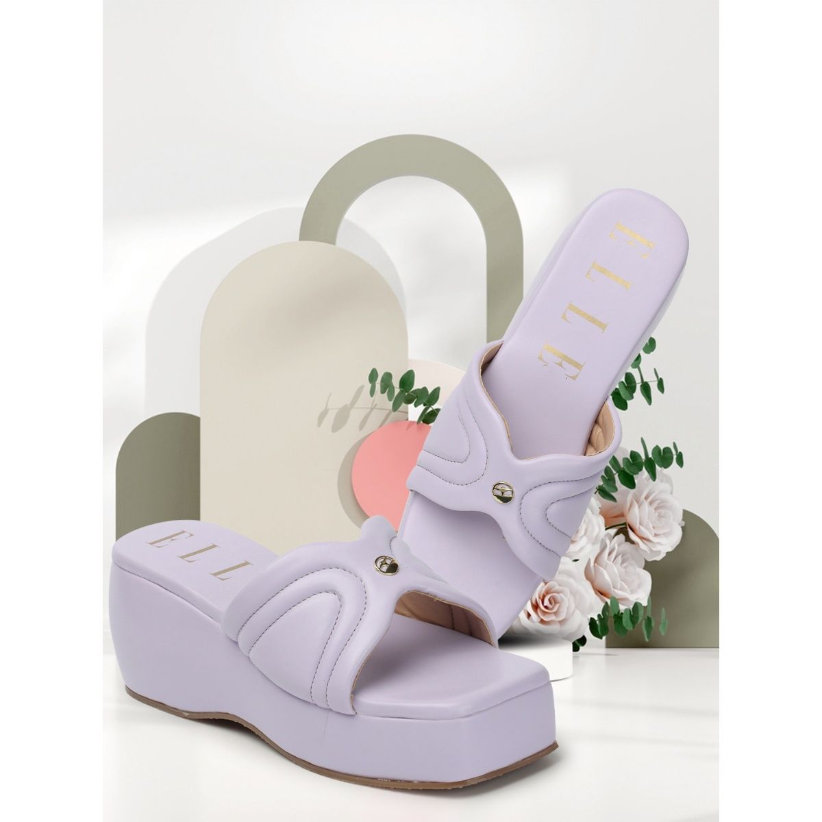 ELLE Lavender Women Textured Sandals: Buy ELLE Lavender Women Textured ...