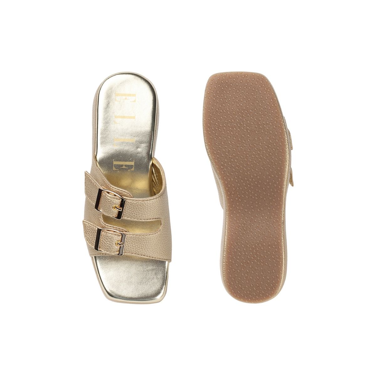 ELLE Gold Women Textured Sandals: Buy ELLE Gold Women Textured Sandals ...