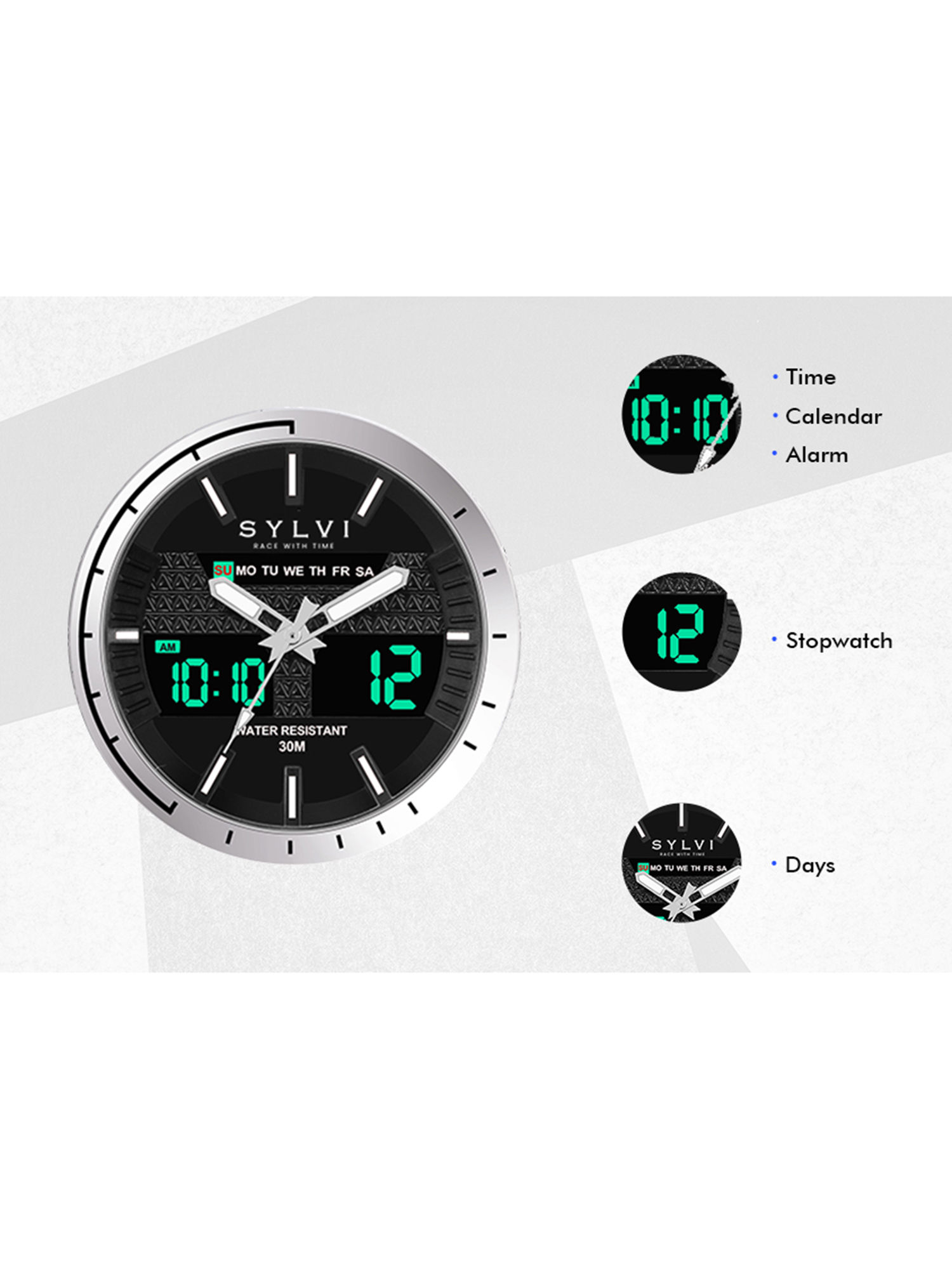 Buy Sylvi Luxury Analog Digital Dial Fabric Strap Casual Watch for Men Online