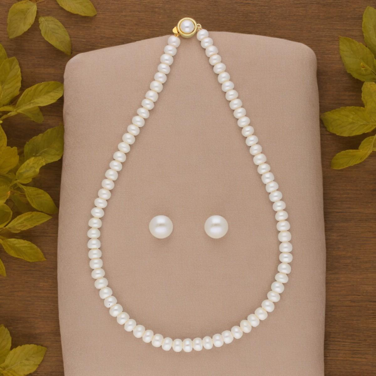 Buy Sri Jagdamba Pearls Twisted 1 Line Pearl Necklace Set Online