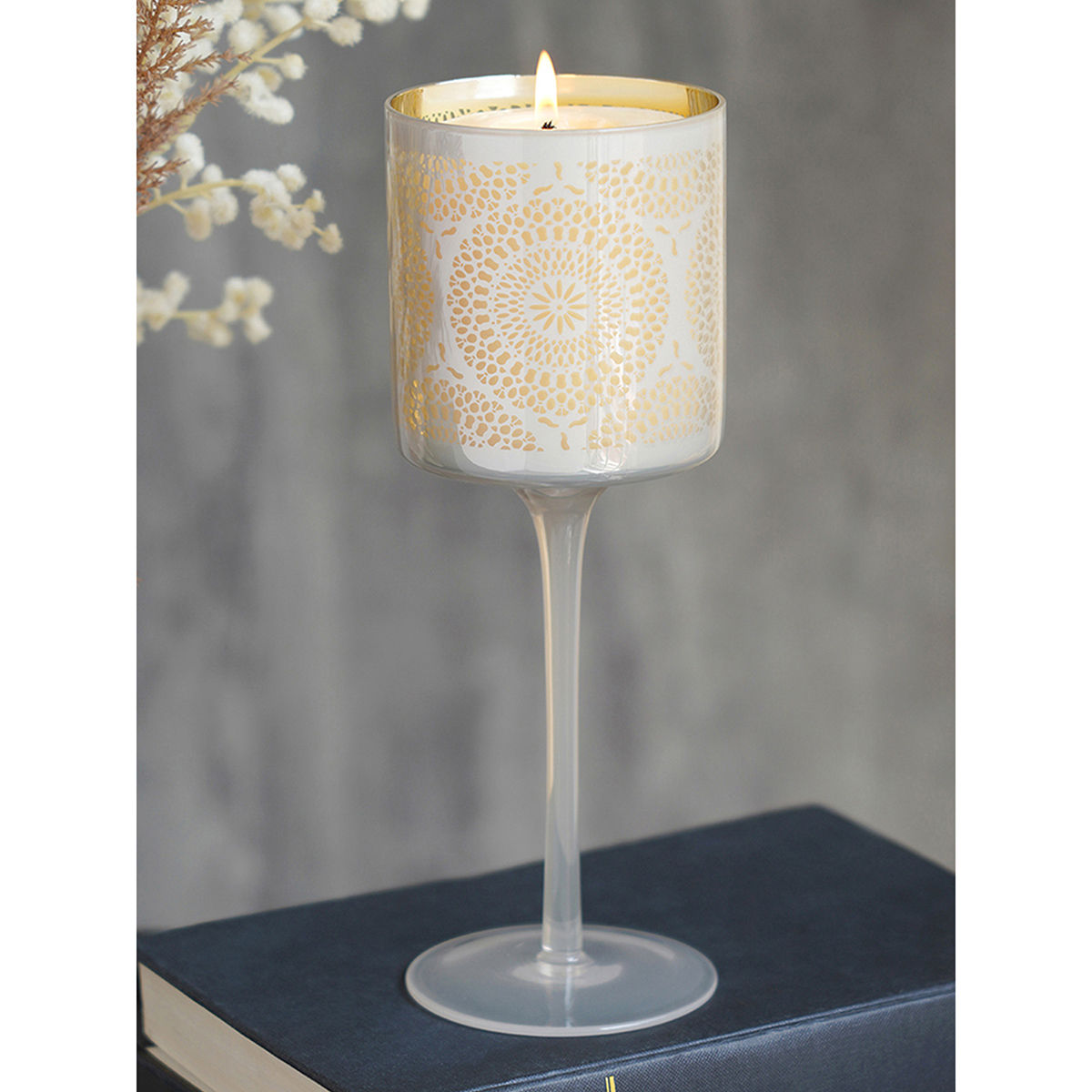 Pure Home + Living Eclectic Golden Cream Steam Candle Holder Larger ...
