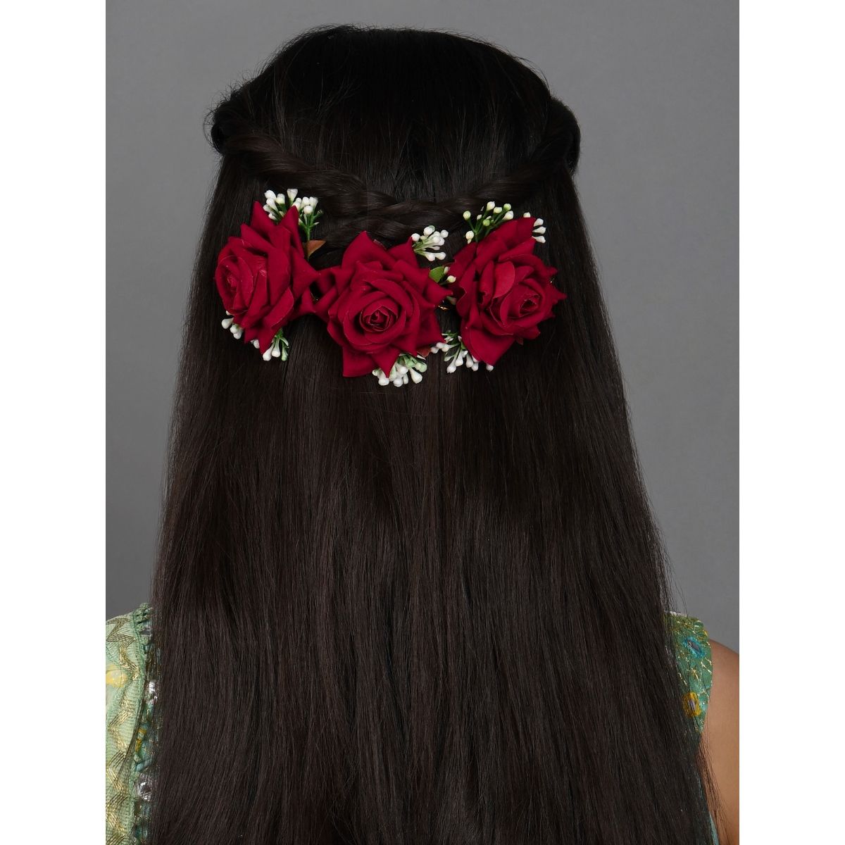 Buy Fida Wedding Ethinic Red Rose Hair Gajra Accessory for Women(One ...