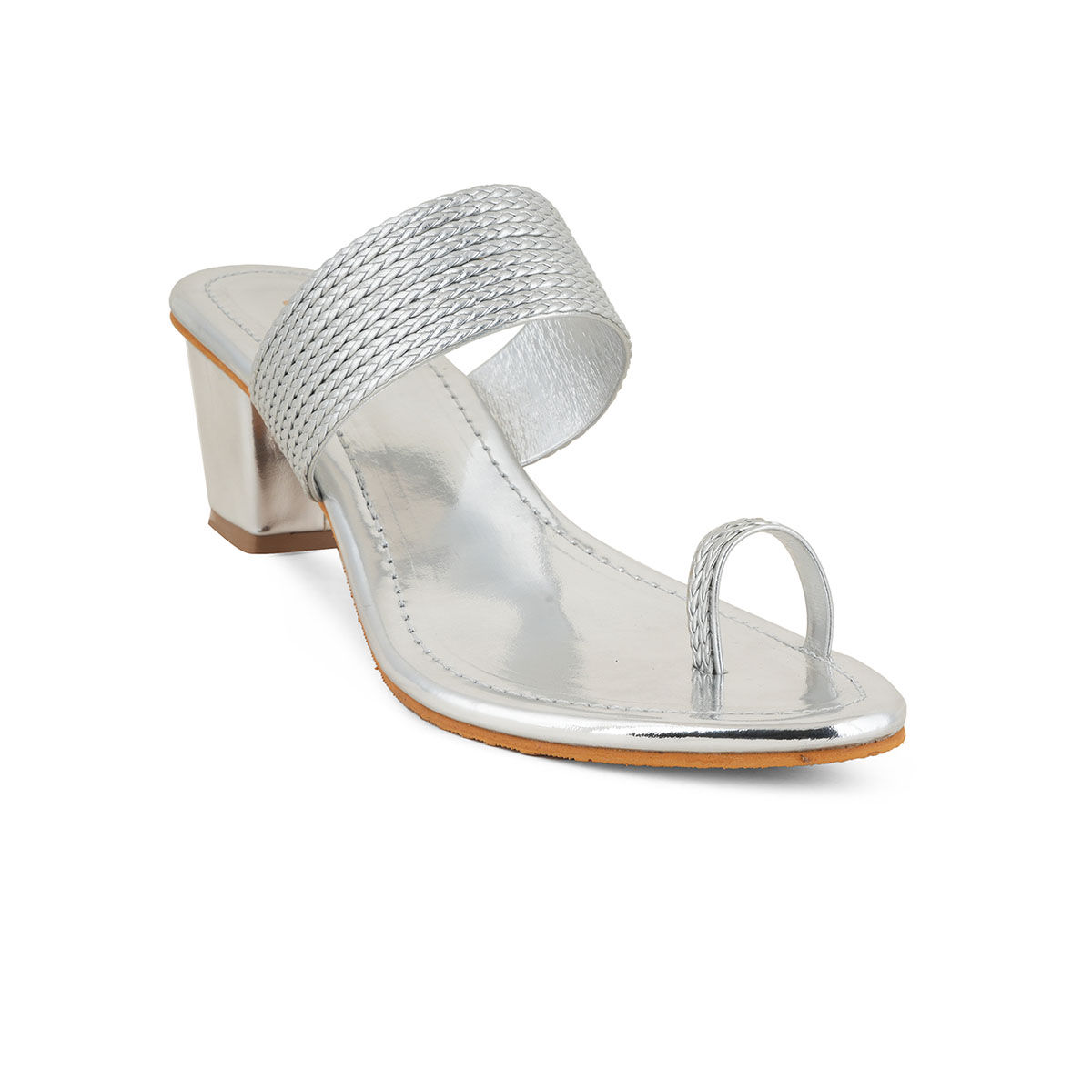 SCENTRA Amari Silver Embellished Kolhapuri Heels: Buy SCENTRA Amari ...