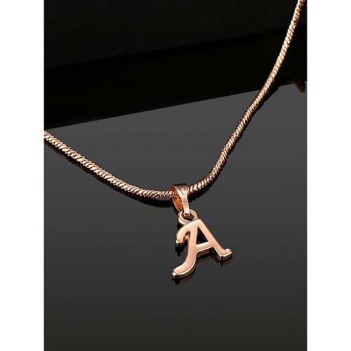 Rose Gold Gold Necklace With Letter A Pendant 14K Rose Gold Plated ...