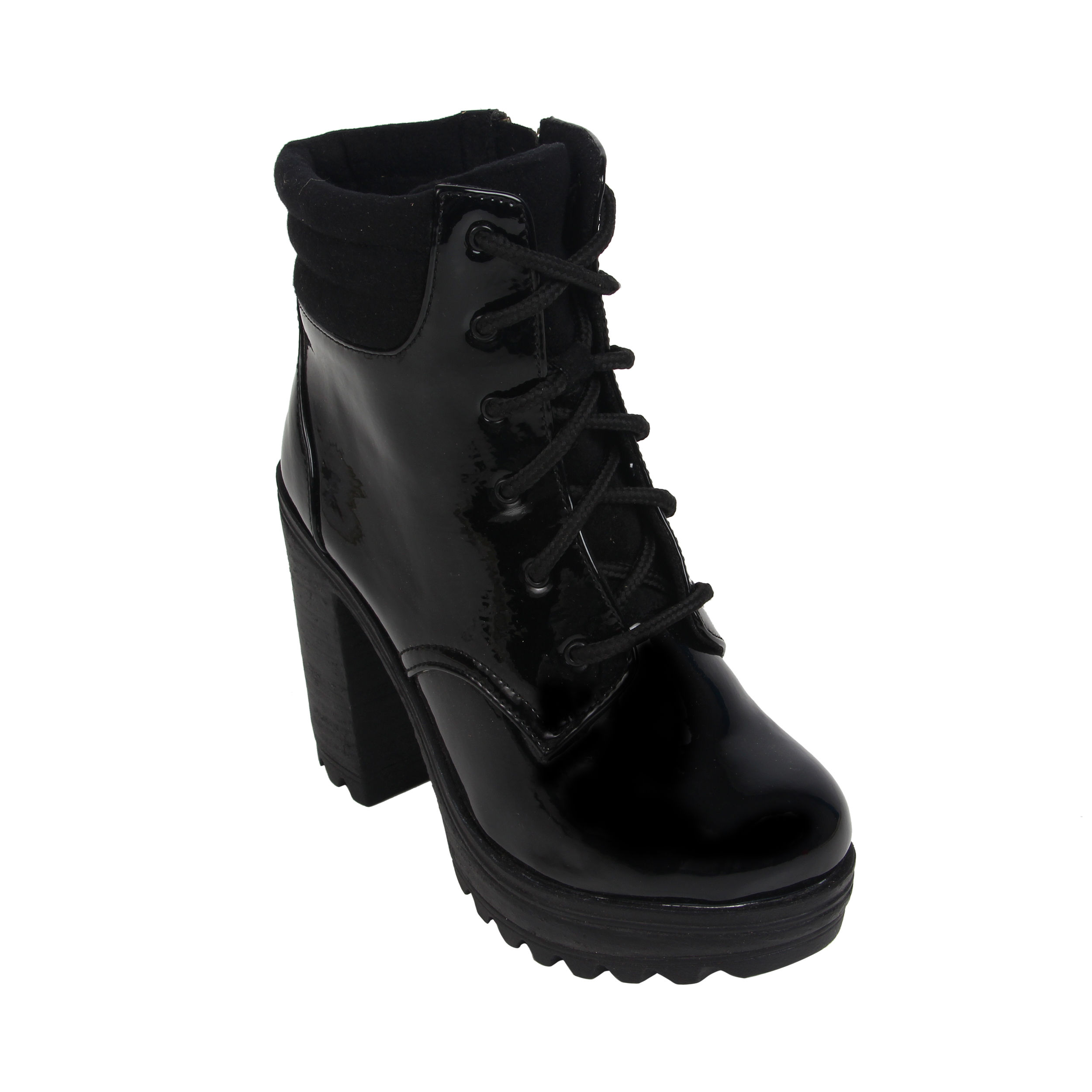 Buy CATWALK Black Patent Combat Boots Online