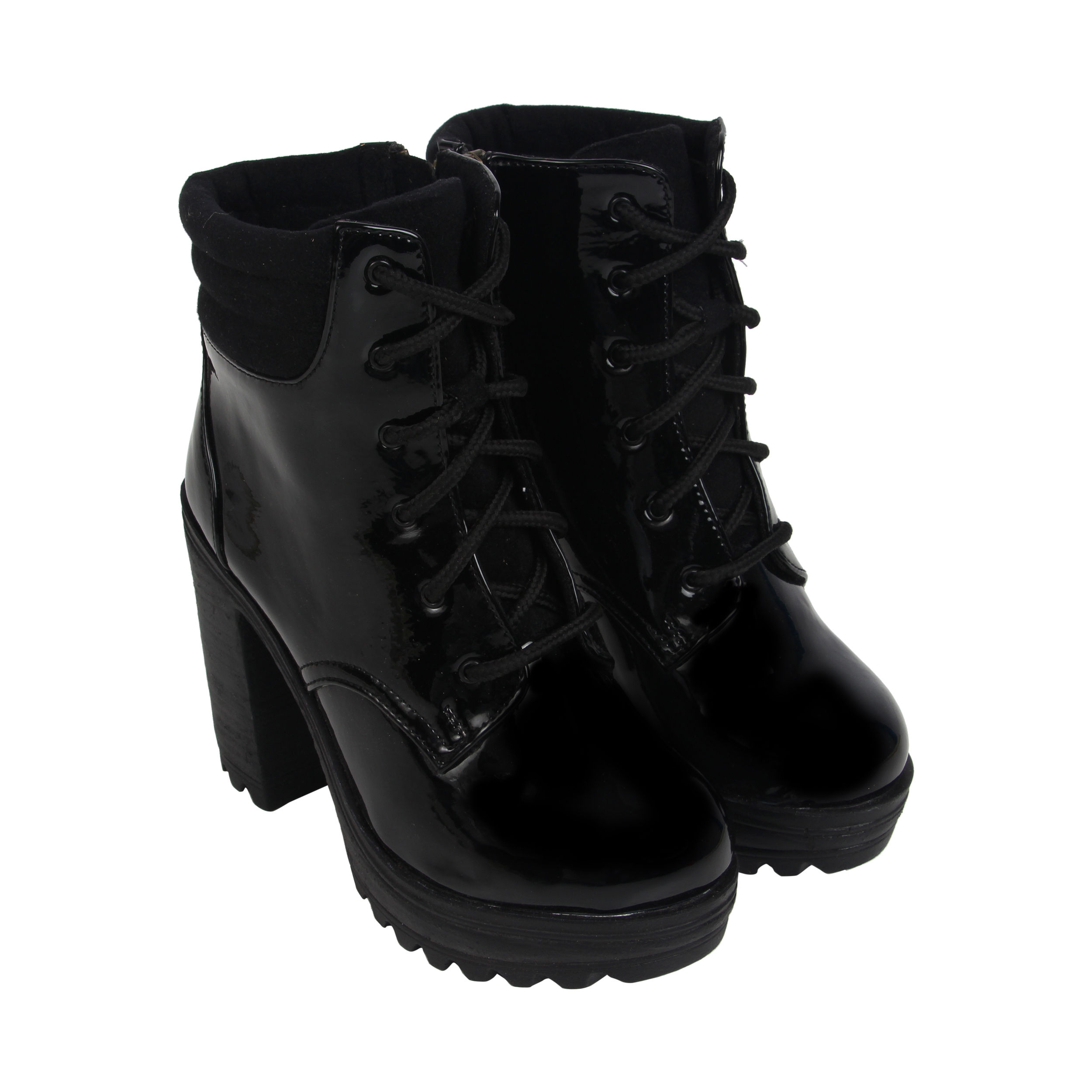 Buy CATWALK Black Patent Combat Boots Online