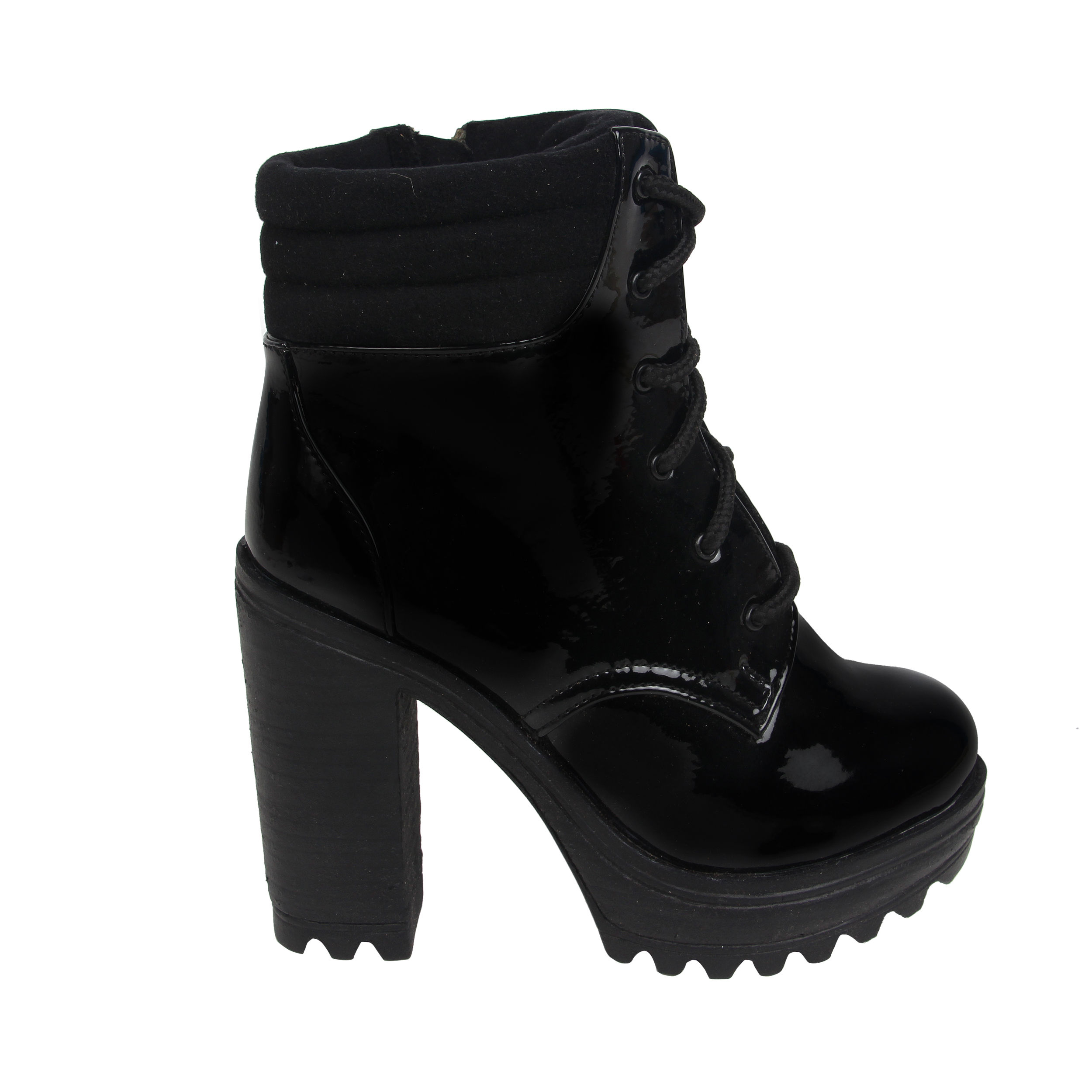 Buy CATWALK Black Patent Combat Boots Online