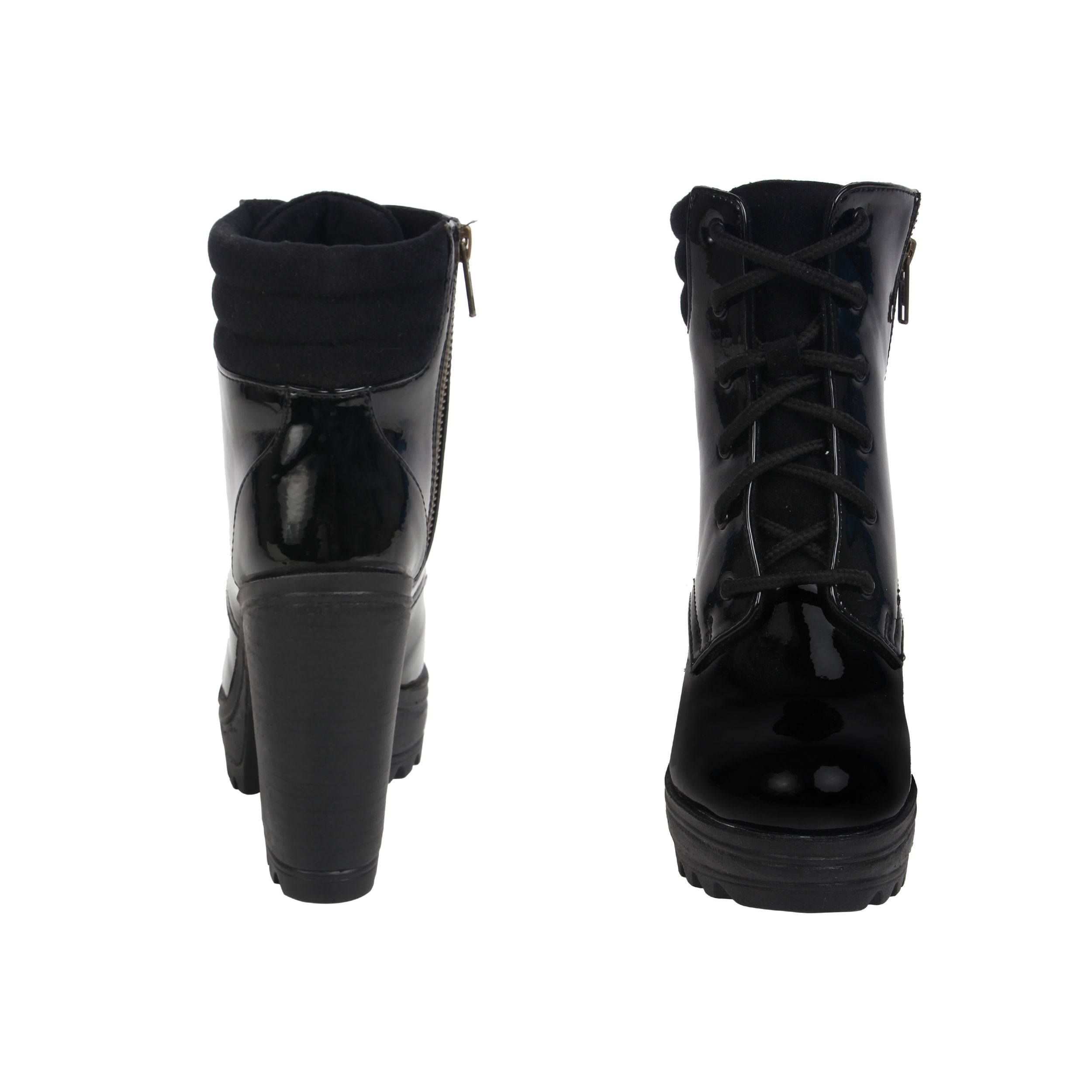 Buy CATWALK Black Patent Combat Boots Online
