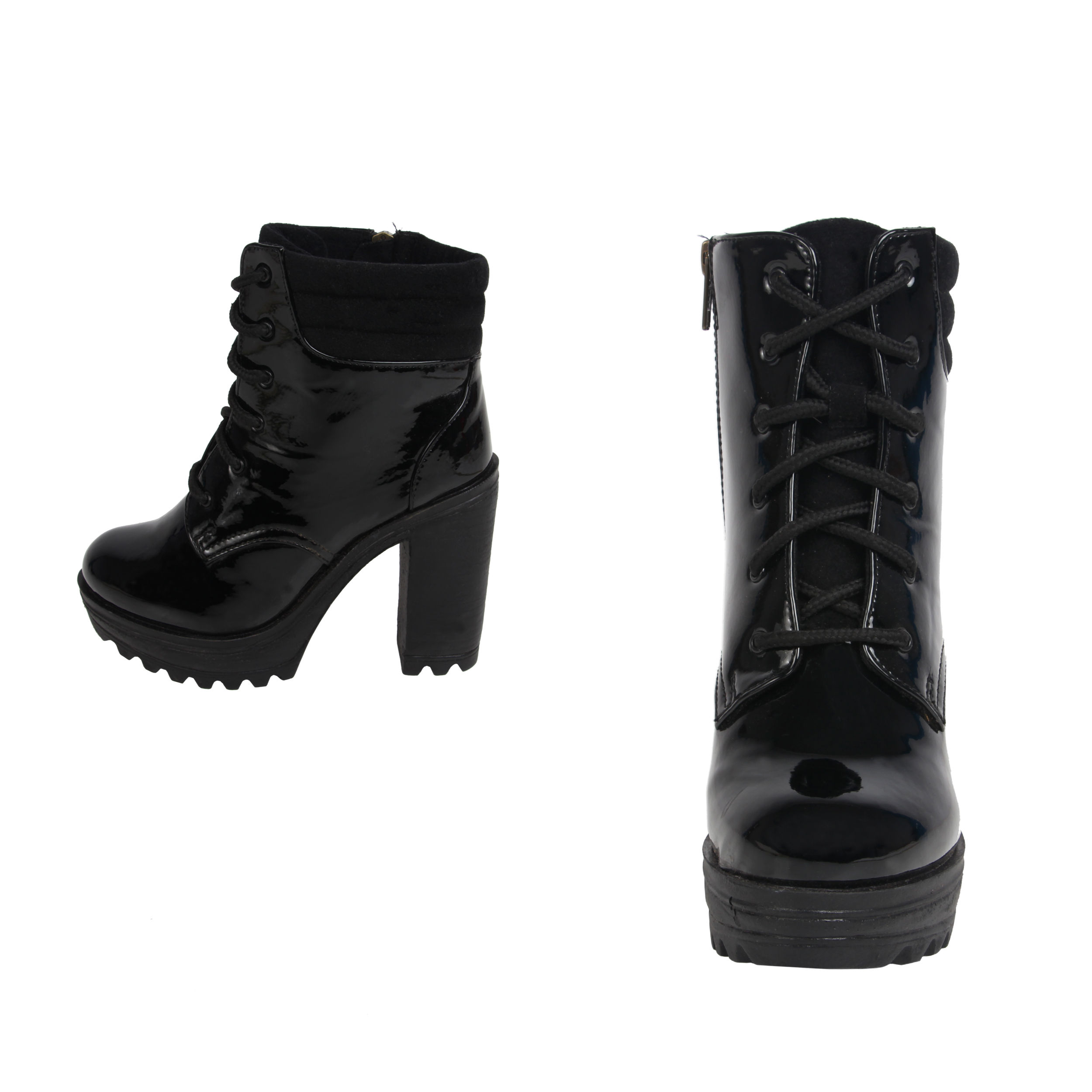 Buy CATWALK Black Patent Combat Boots Online