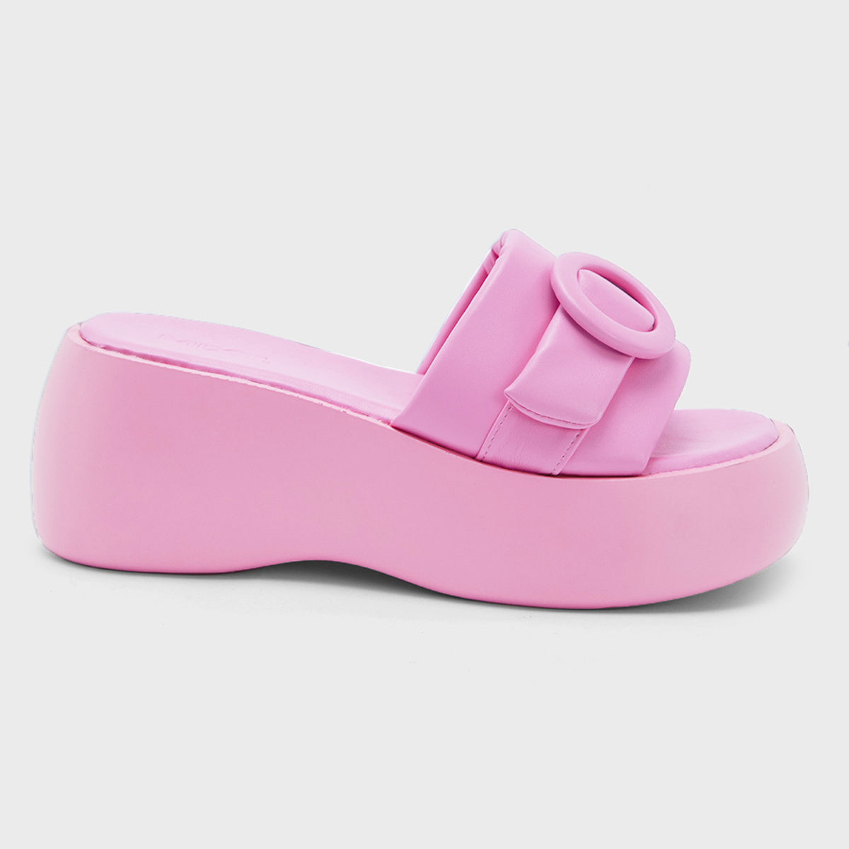 MIXT by Nykaa Fashion Bubblegum Pink Buckle Round Toe Solid Flatforms ...