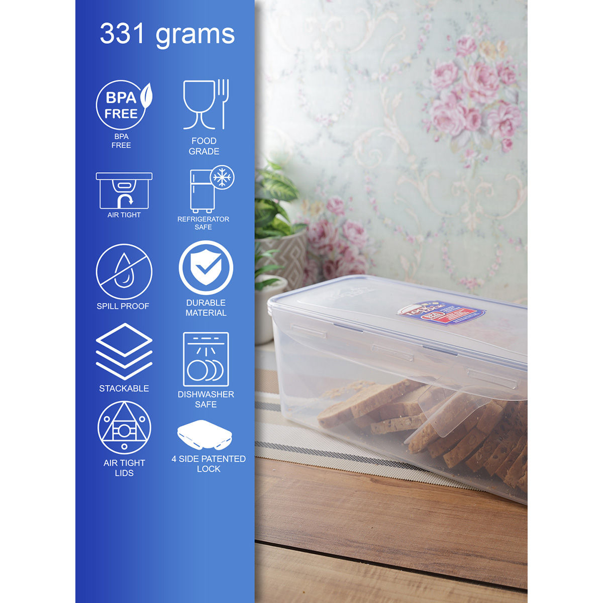 Lock & Lock Classic Plastic Airtight Bread Storage Container With Leak ...