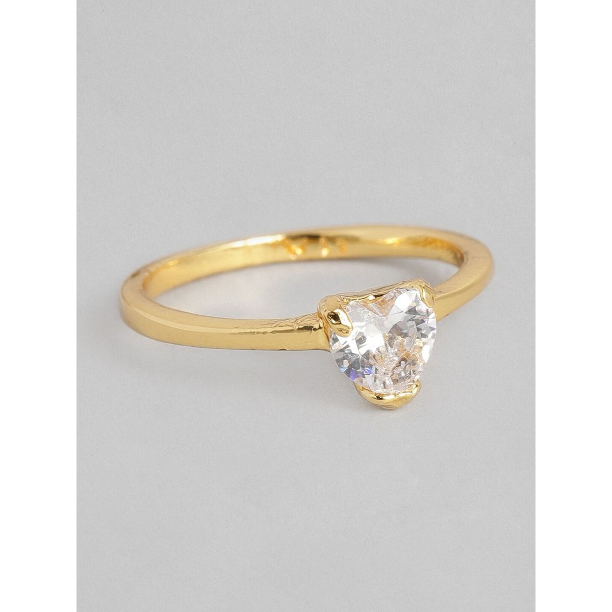 Buy Estele Gold Plated Sparkling Heart Designer Ring with Crystal for ...