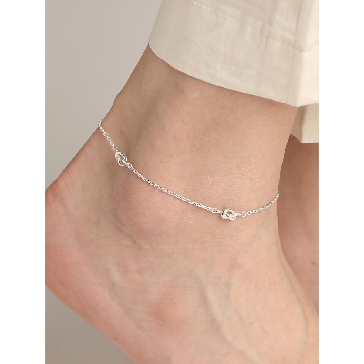 Buy CLARA 925 Sterling Silver knot Adjustable Chain Anklet Payal single ...