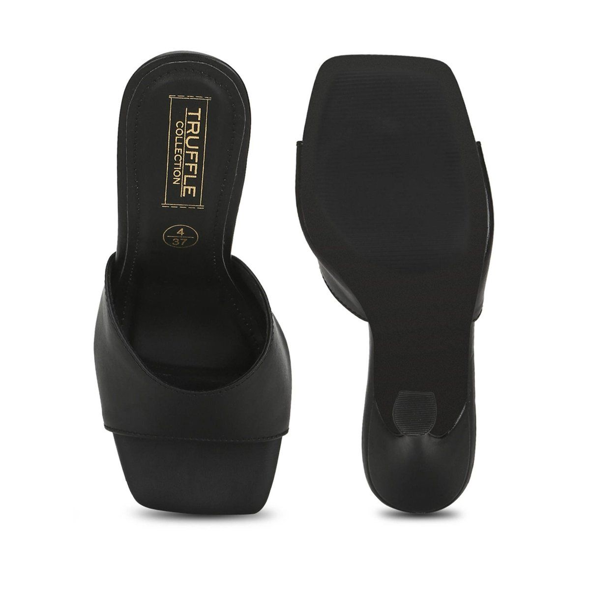 Truffle Collection Black PU Stiletto Mules: Buy Truffle Collection ...