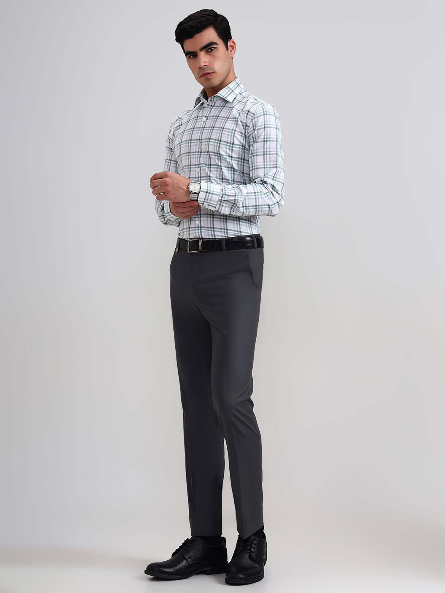 Buy JB Studio Dark Grey Slim Fit Formal Trousers Online
