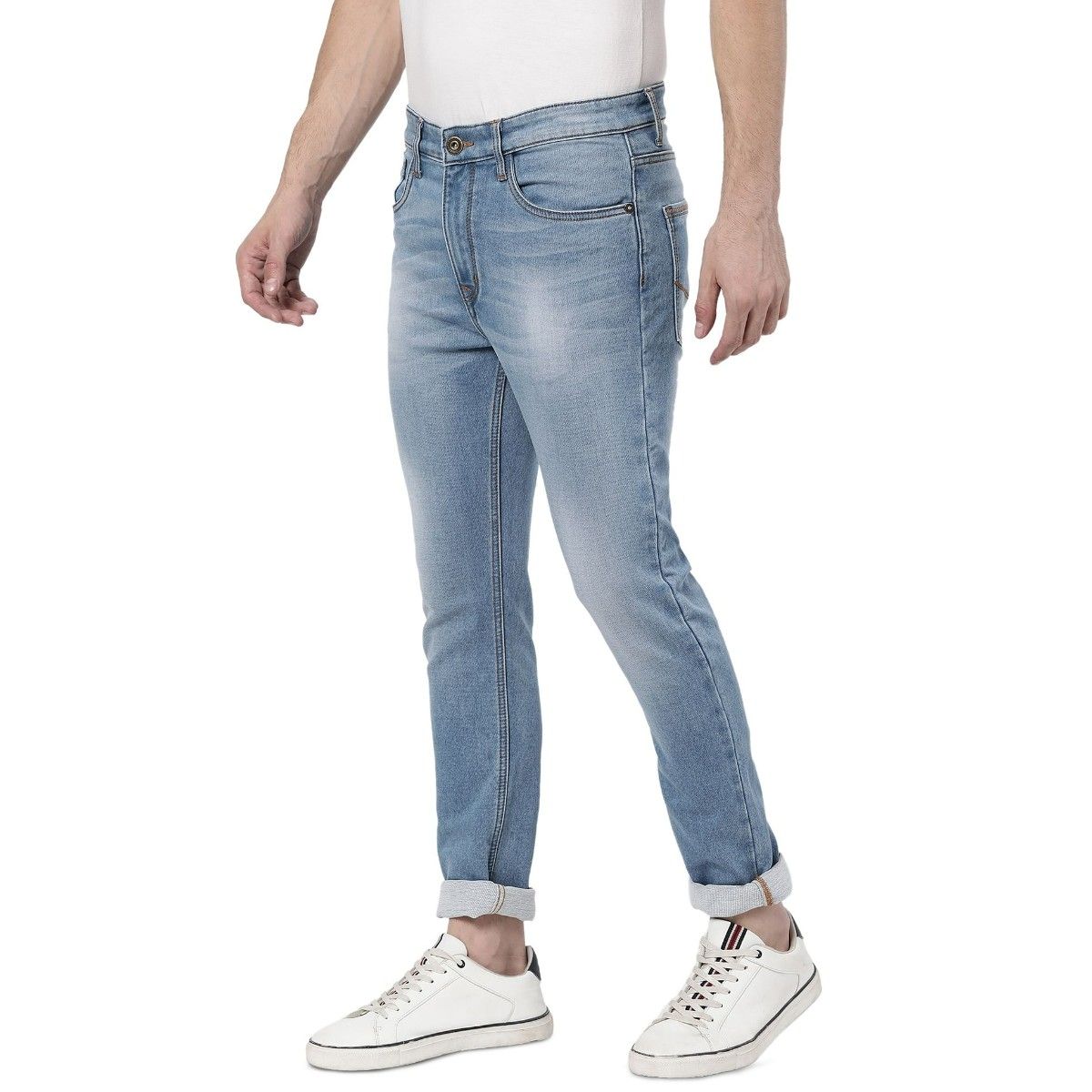 Buy AD By Arvind Solid Blue Mid-rise Men Jeans Online