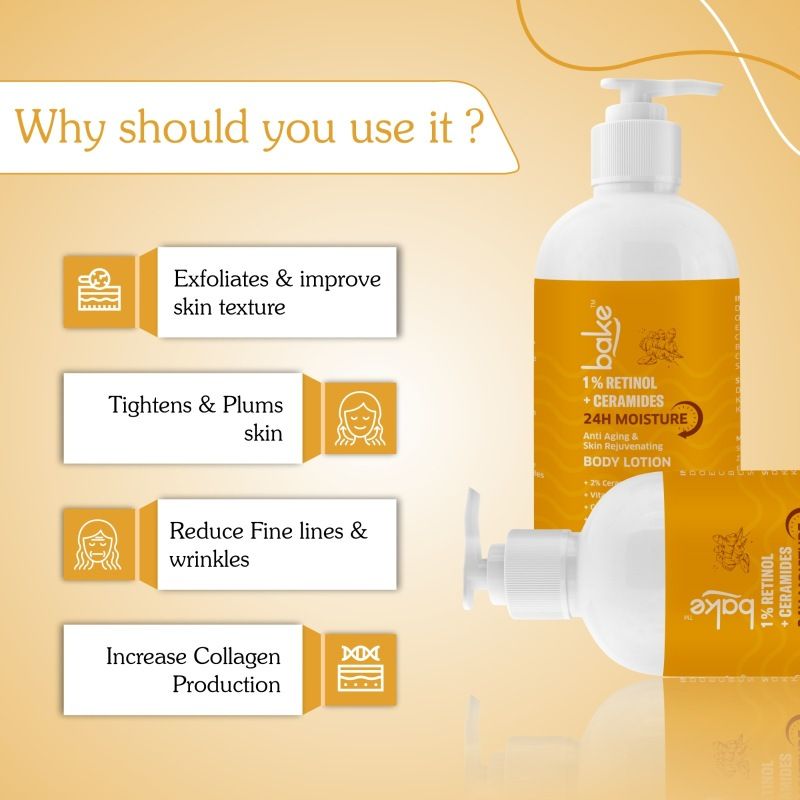 Buy BAKE 1% Retinol Body Lotion With Ceramides For Anti Aging ...