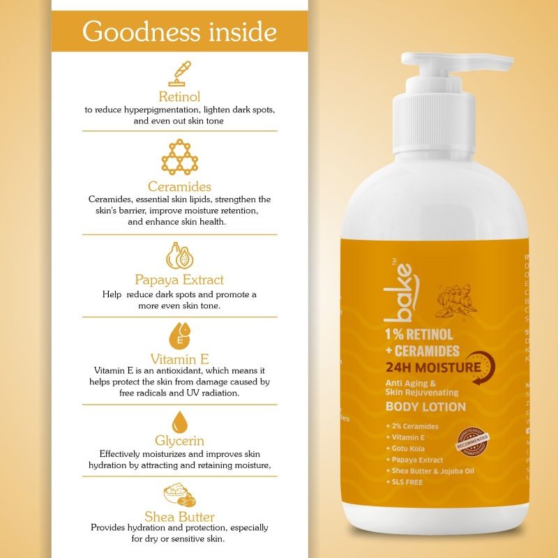 Buy BAKE 1% Retinol Body Lotion With Ceramides For Anti Aging ...