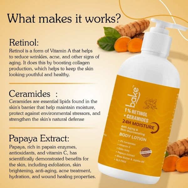 Buy BAKE 1% Retinol Body Lotion With Ceramides For Anti Aging ...