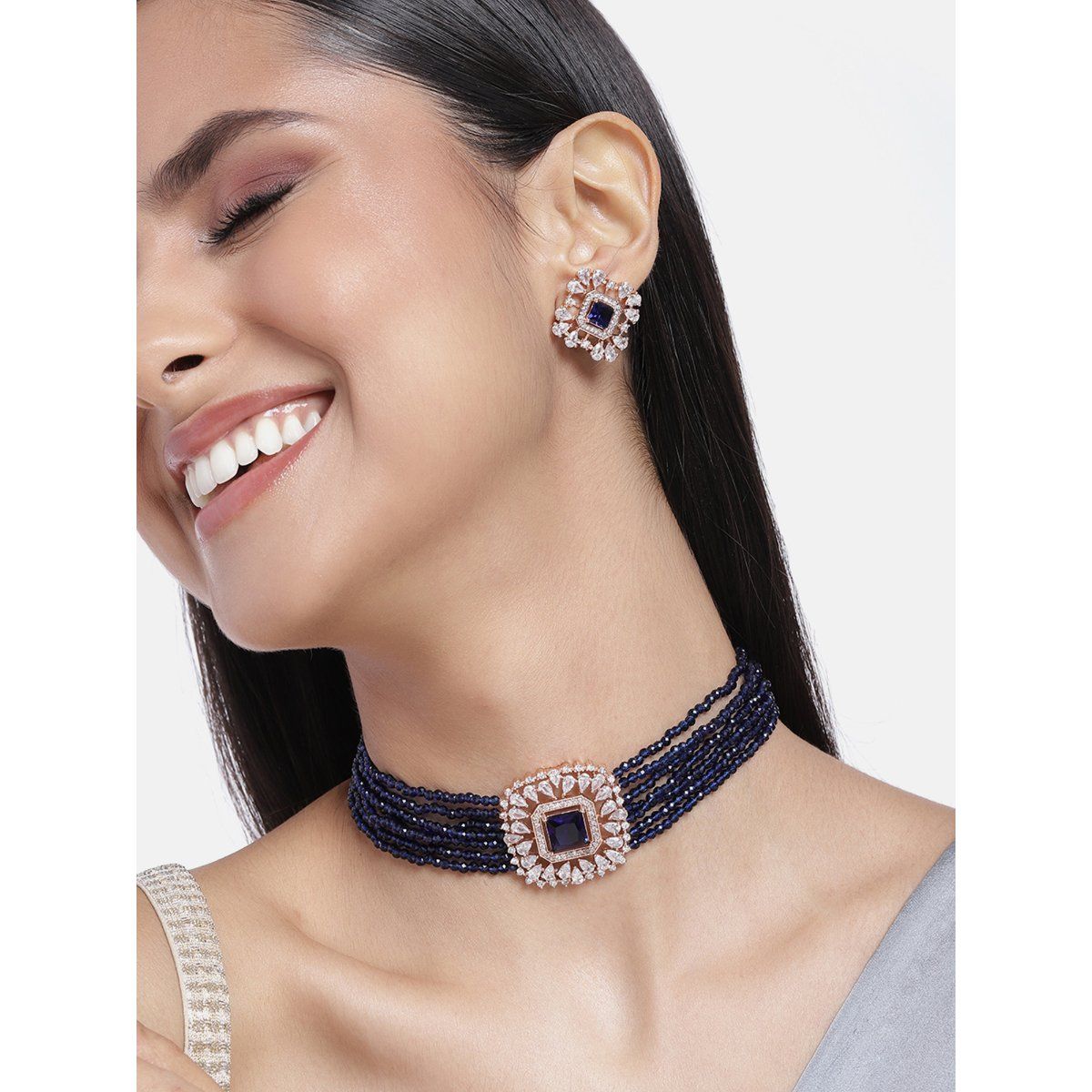 Navy blue choker set store