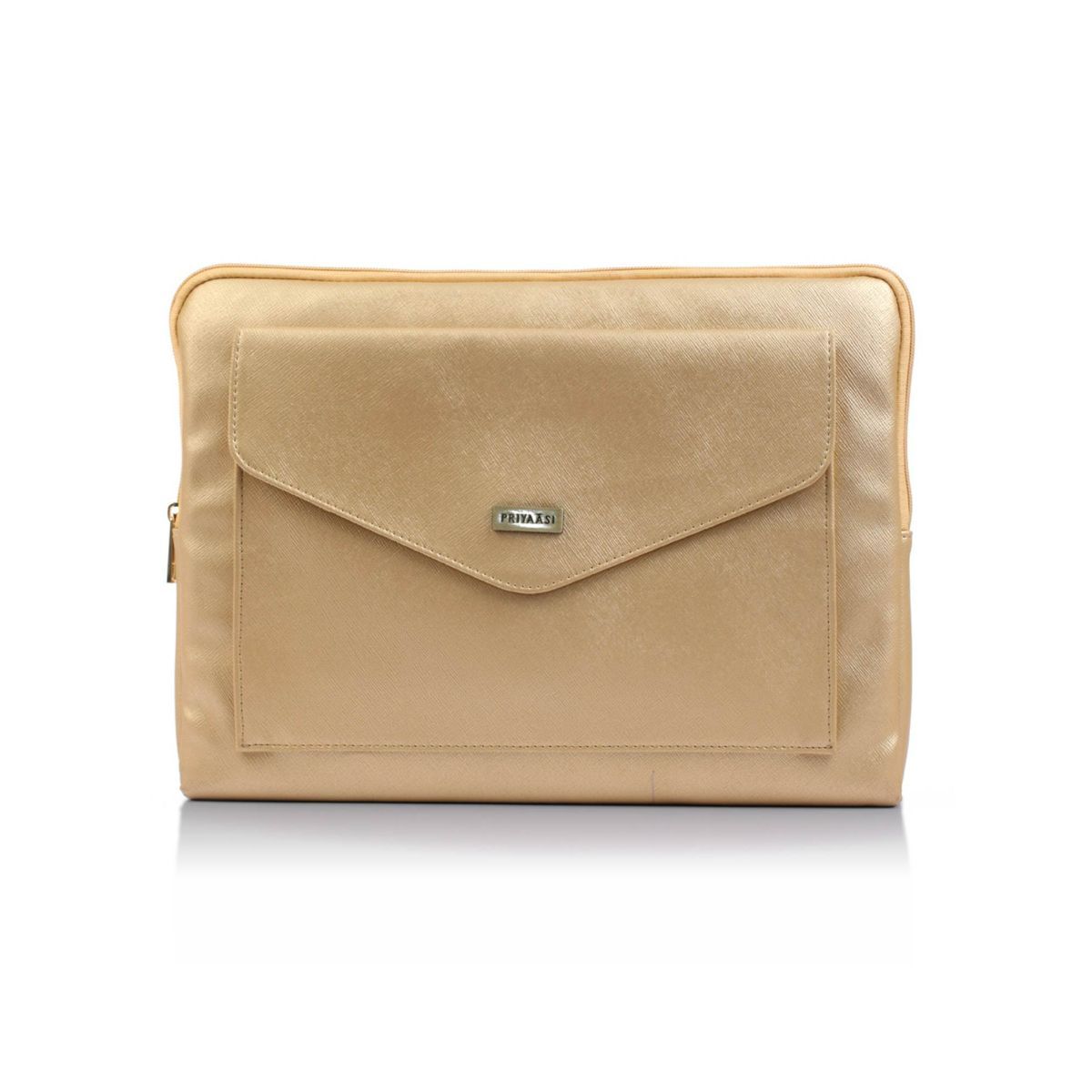Priyaasi Metallic Gold Solid Laptop Sleeve and Tote Bag Set: Buy ...