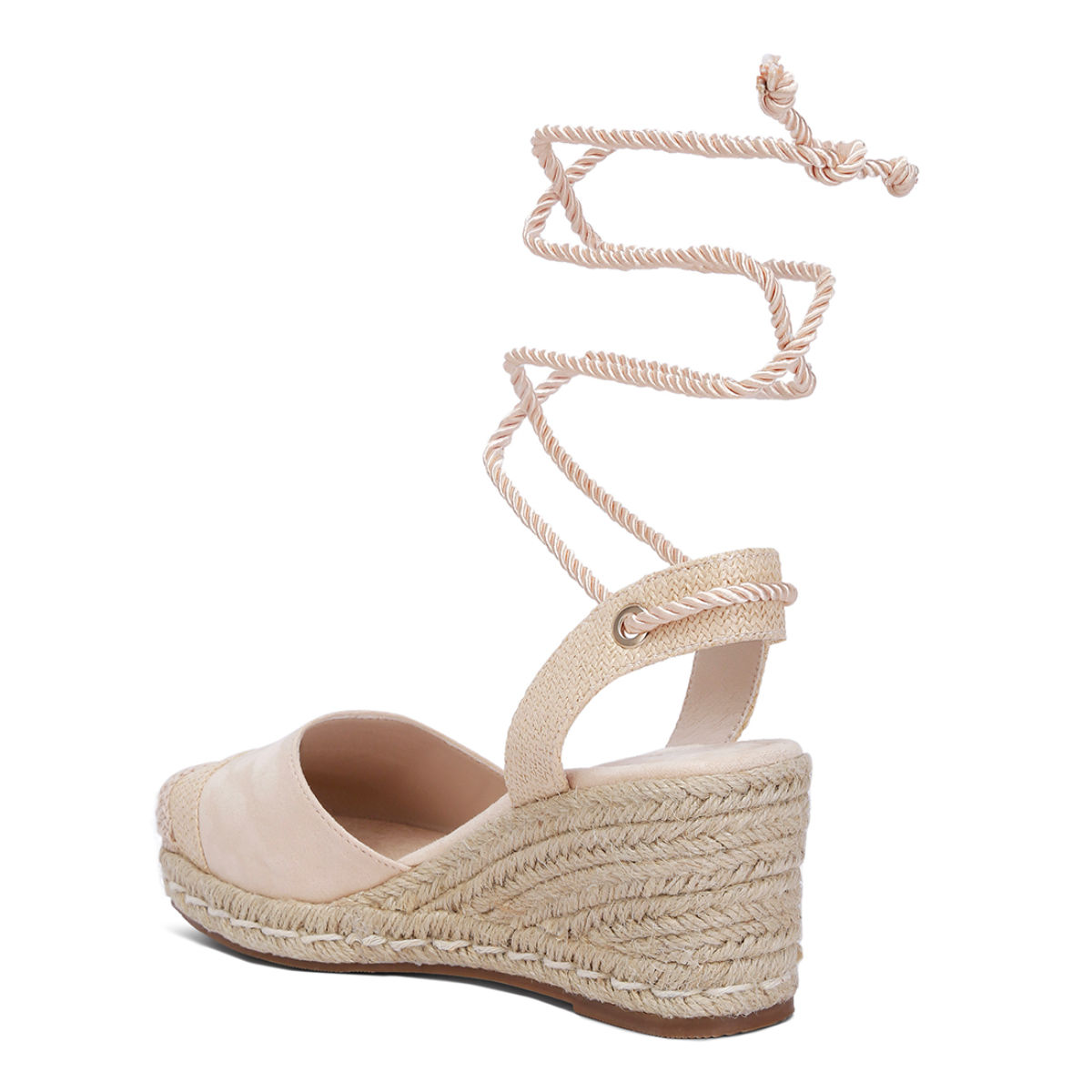 Buy London Rag Pink Lace-Up Crochet Espadrille Wedges Online