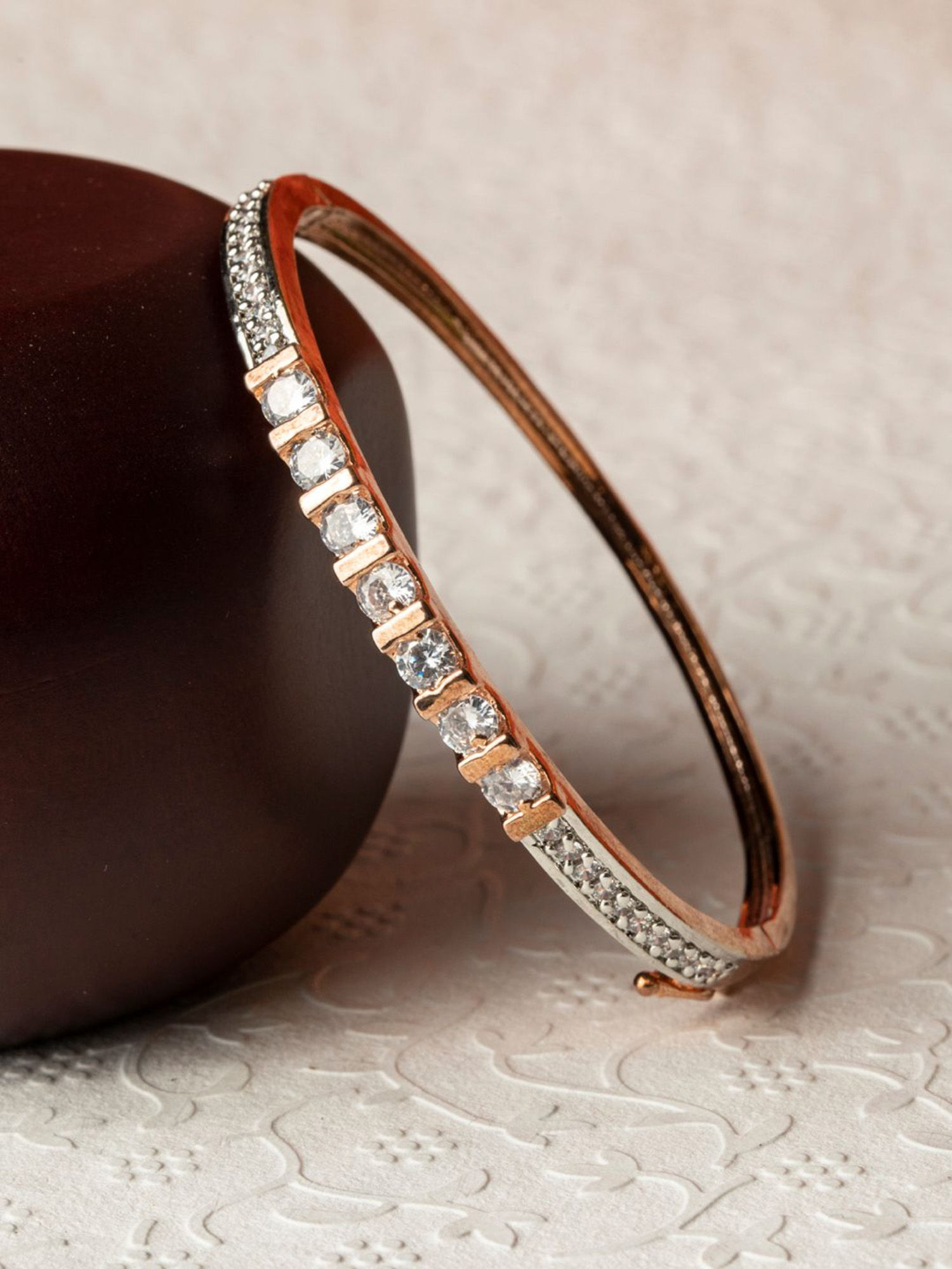 Priyaasi American Diamond Gold-Plated Bangle Style Bracelet For Women ...