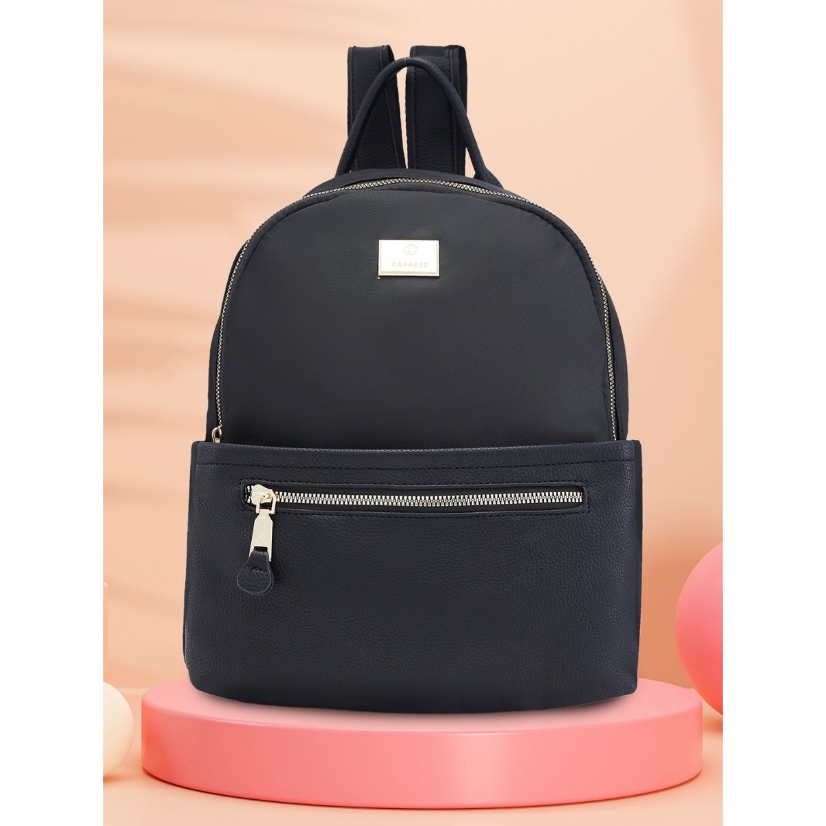 Buy Caprese Black Solid Backpack Online