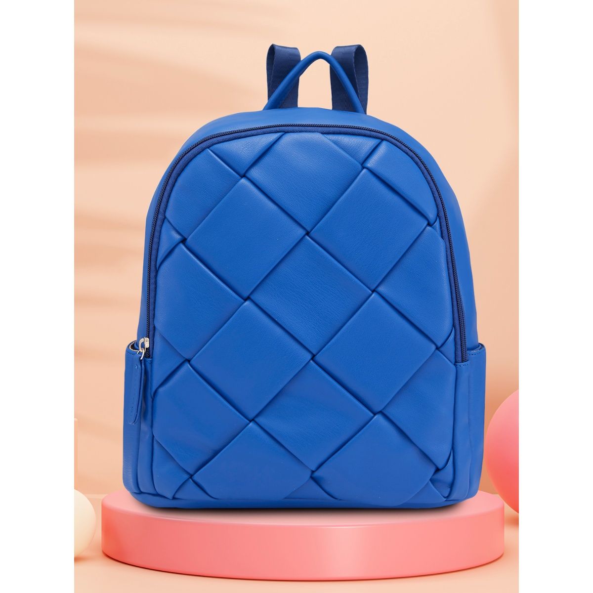 Buy Caprese Blue Textured Backpack Online