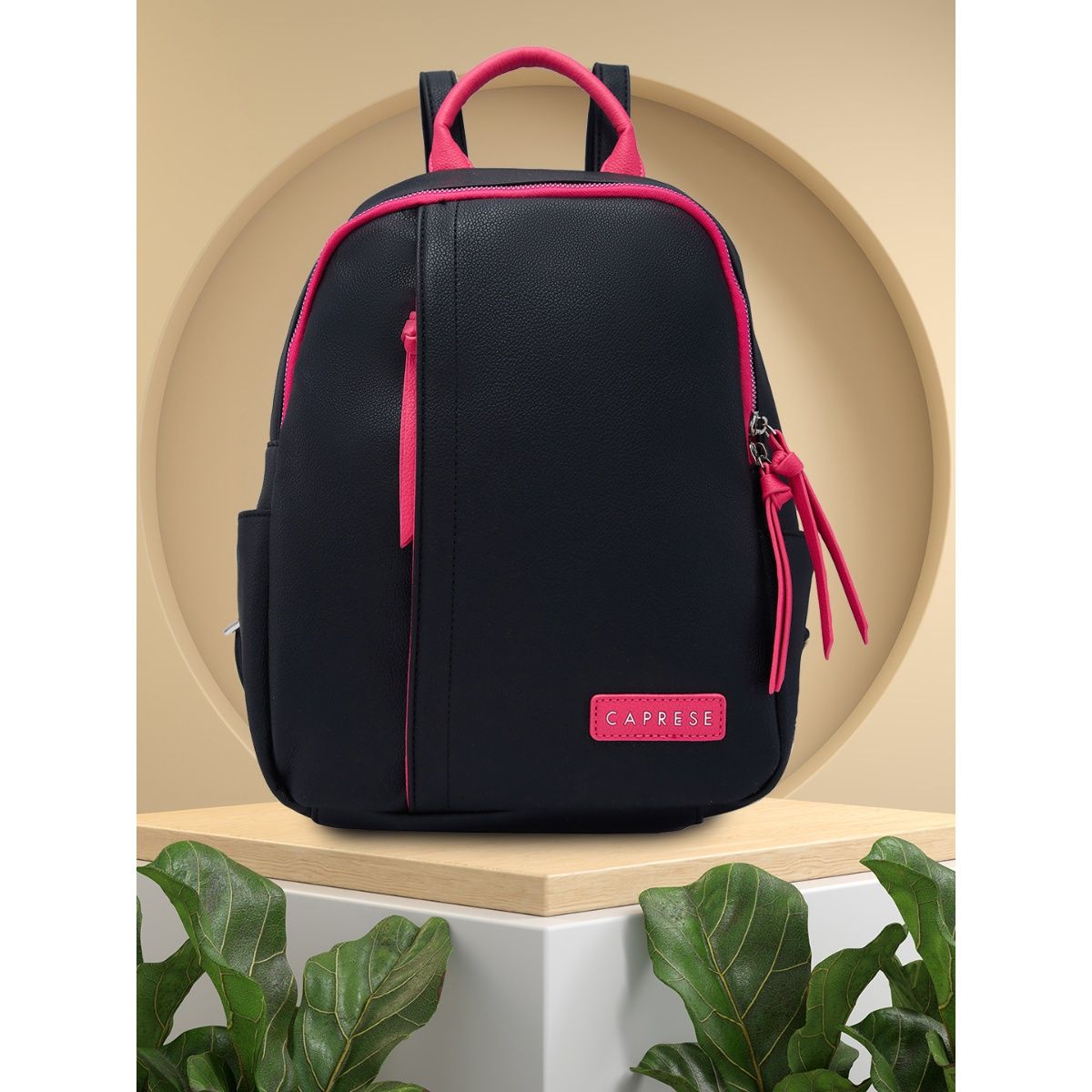 Buy Caprese Black Solid Backpack Online