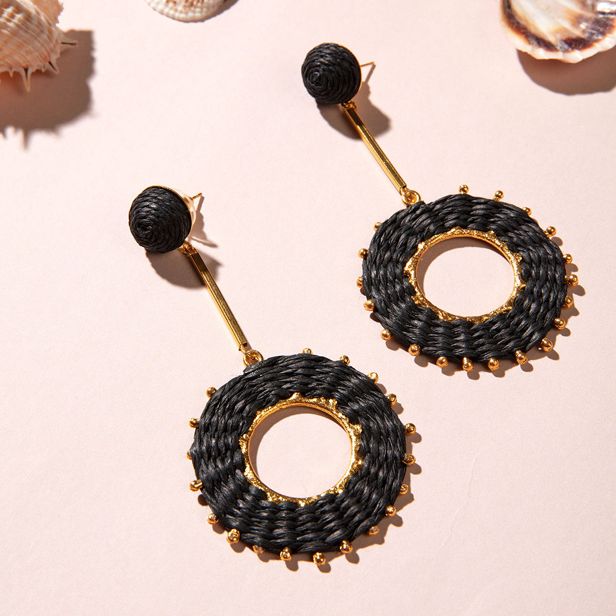 Pipa Bella by Nykaa Fashion Statement Black Beaded Round Dangler ...