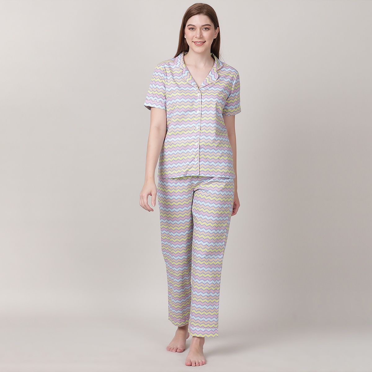 Buy Mackly Womens Nightsuit Pj Set F-O, Multi Color Online