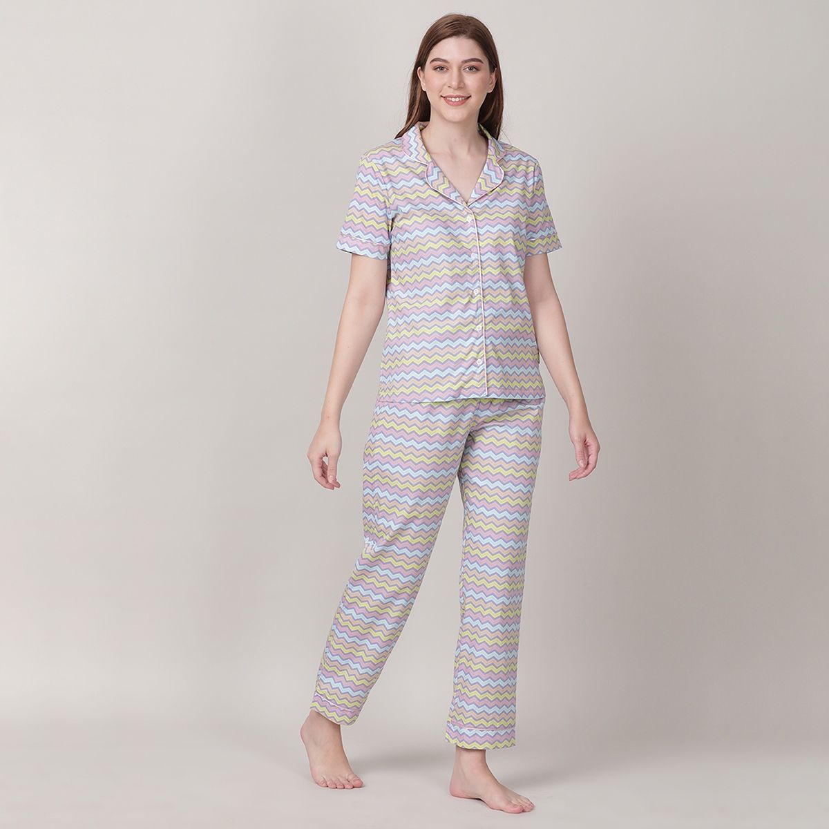 Buy Mackly Womens Nightsuit Pj Set F-O, Multi Color Online