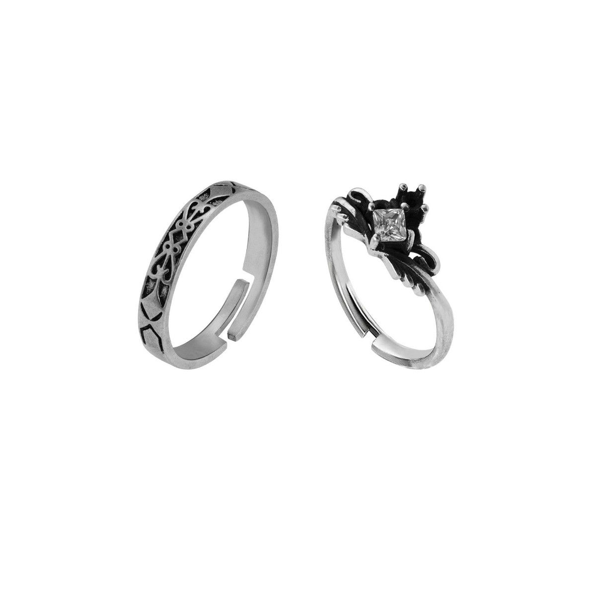 Buy GIVA Oxidised Silver Love Bond Couple For Rings Men And Women Online