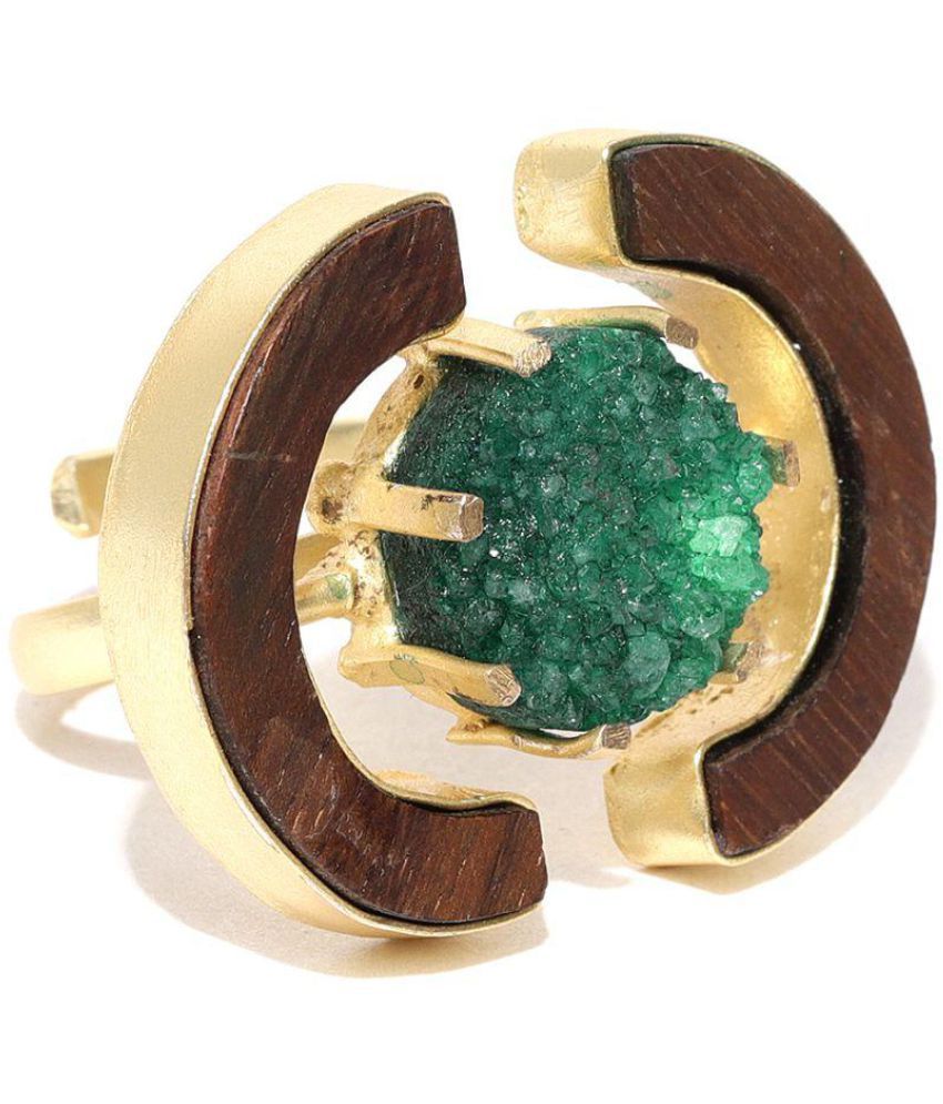 Buy Priyaasi Teak Wood Statement Ring Online