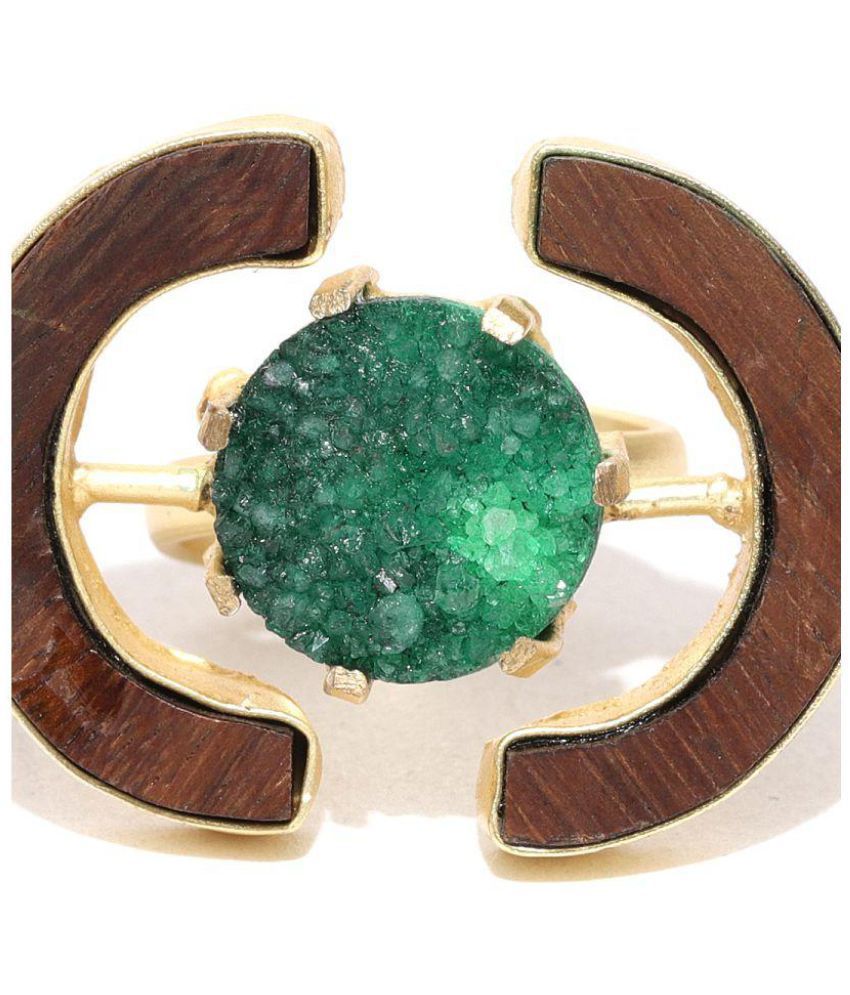 Buy Priyaasi Teak Wood Statement Ring Online