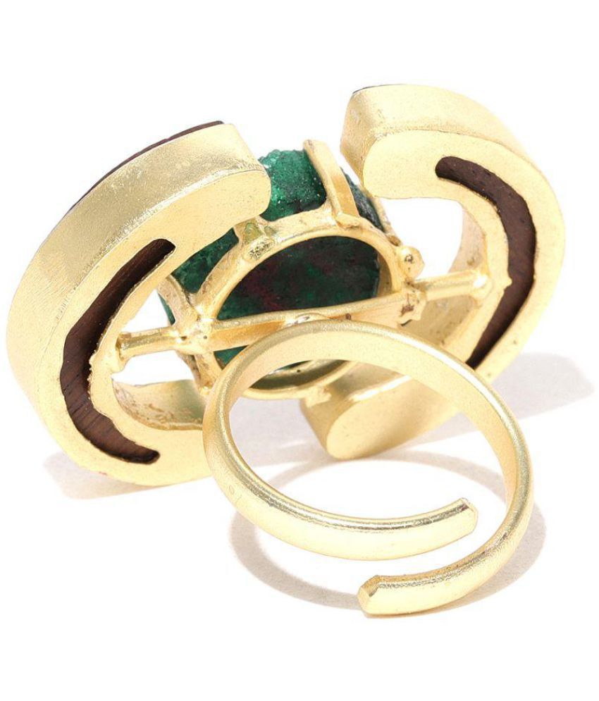 Buy Priyaasi Teak Wood Statement Ring Online