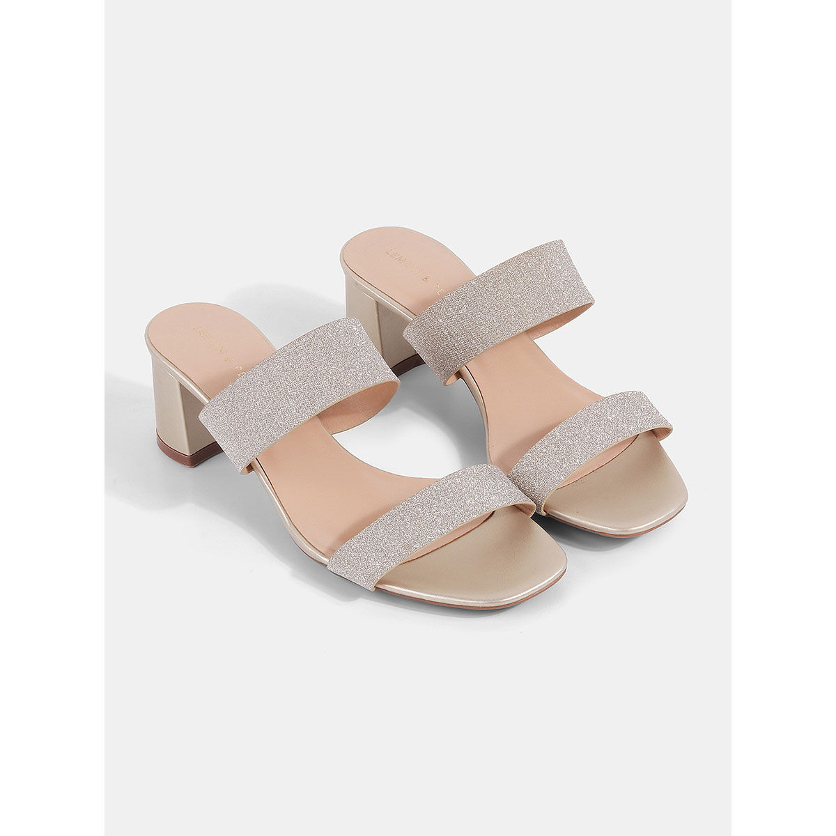 Buy Lemon & Pepper Gold Heels Sandals Online