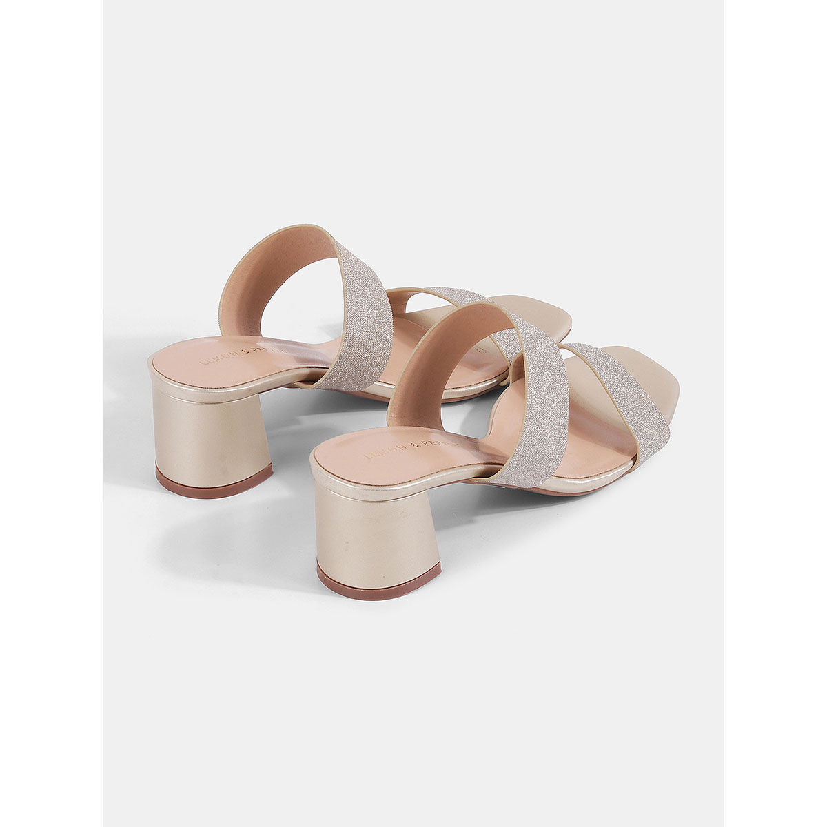 Buy Lemon & Pepper Gold Heels Sandals Online