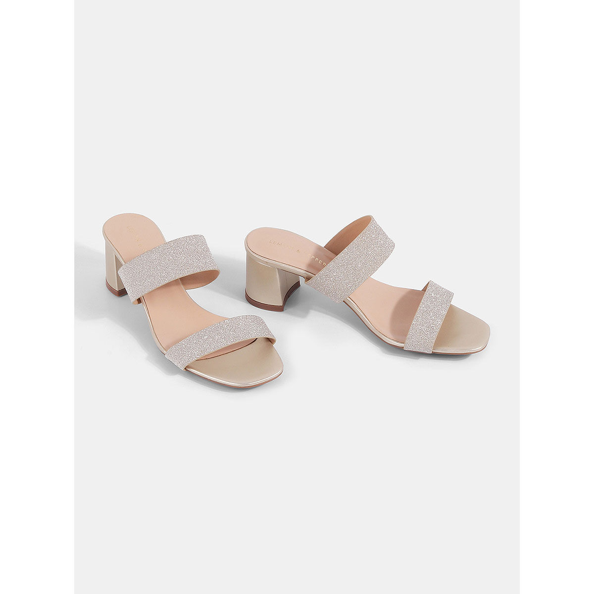 Buy Lemon & Pepper Gold Heels Sandals Online