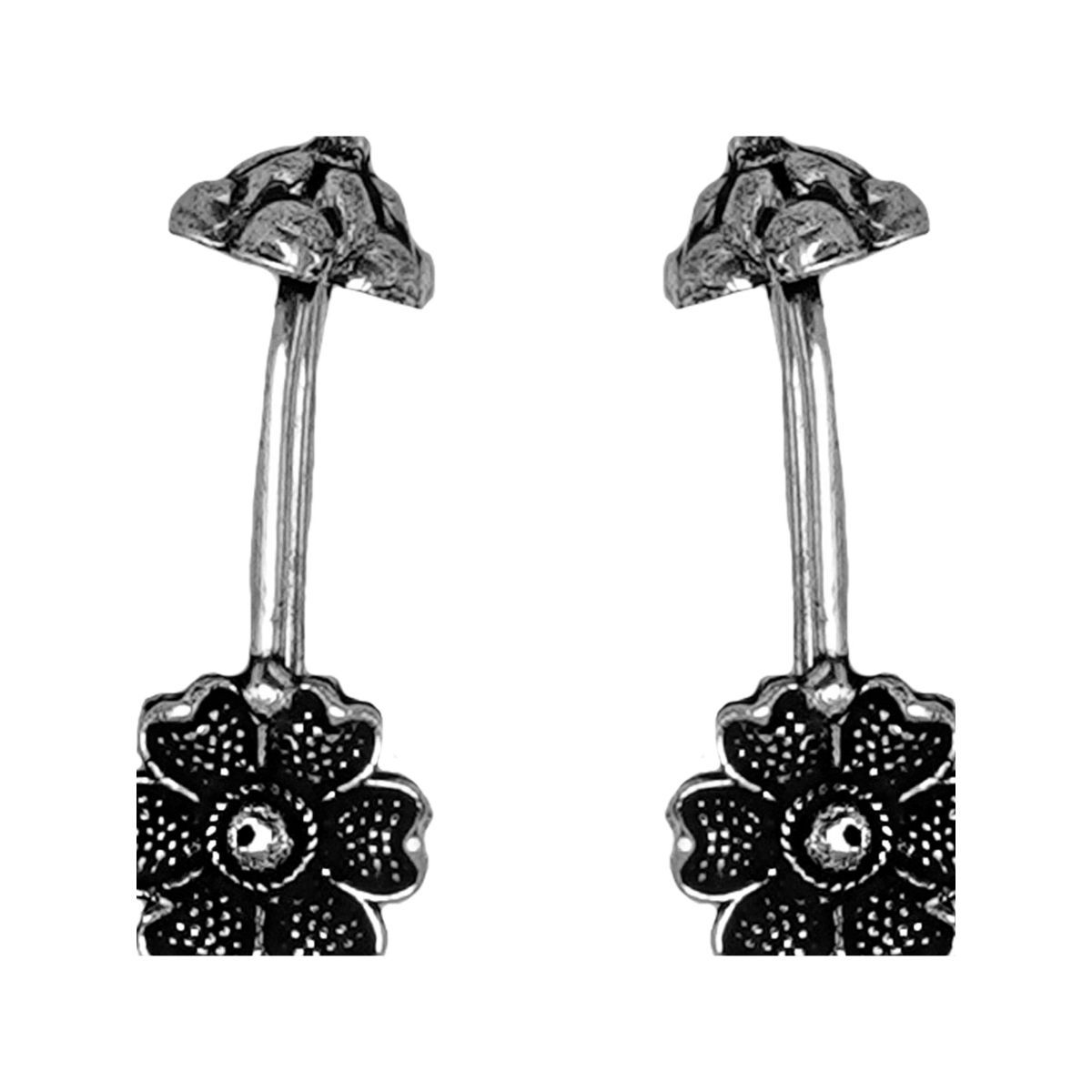 Buy Teejh by Joker and Witch Januja Silver Oxidised Clip On Bugadi for ...