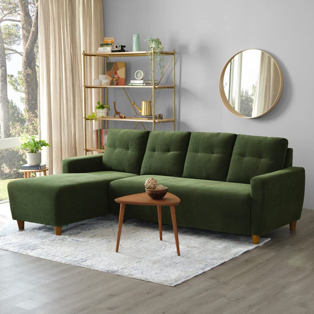 Buy Sleepyhead Yolo Four Seater L Shape Sofa Set Olive Online