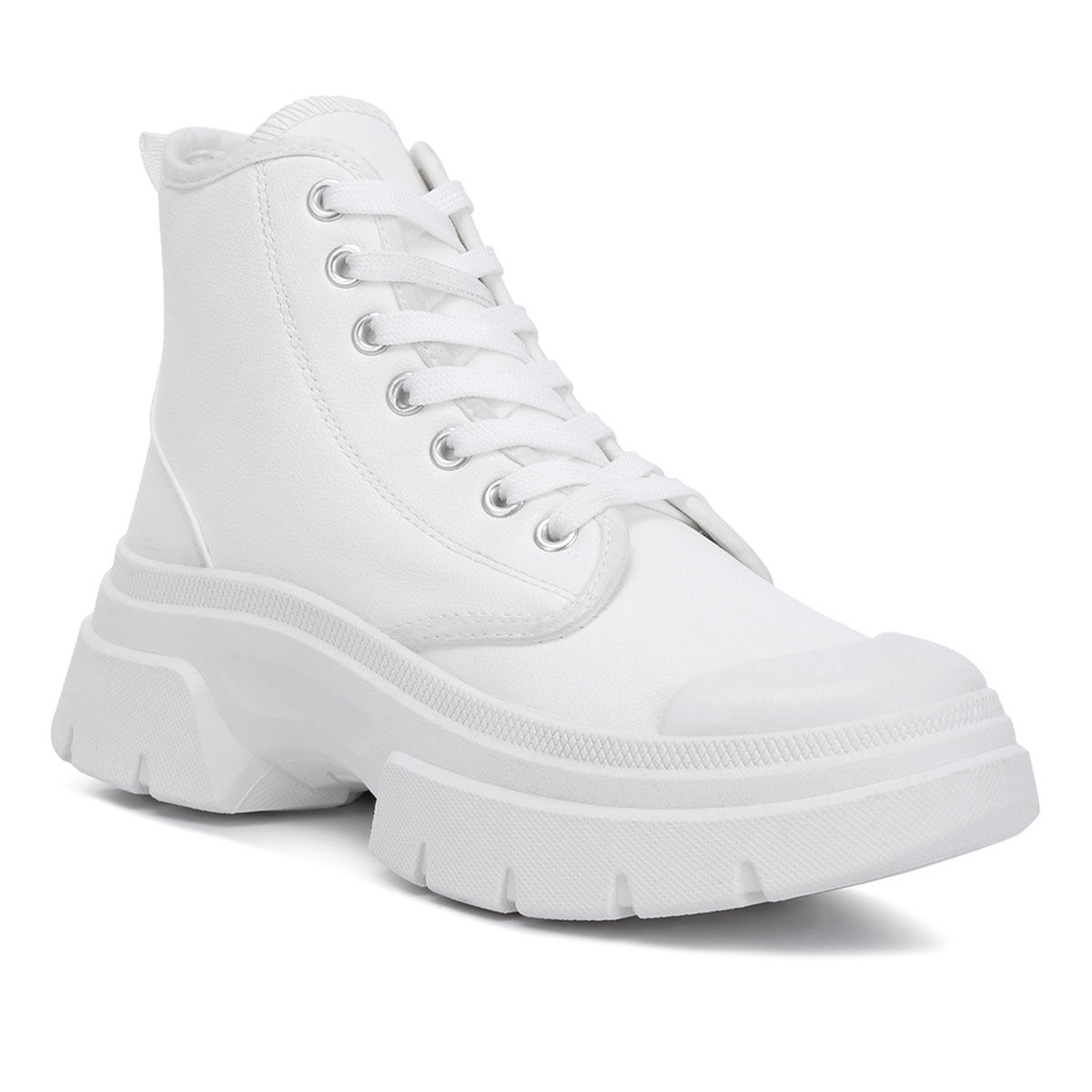 Buy London Rag White Chunky Lace Up Combat Boots Online
